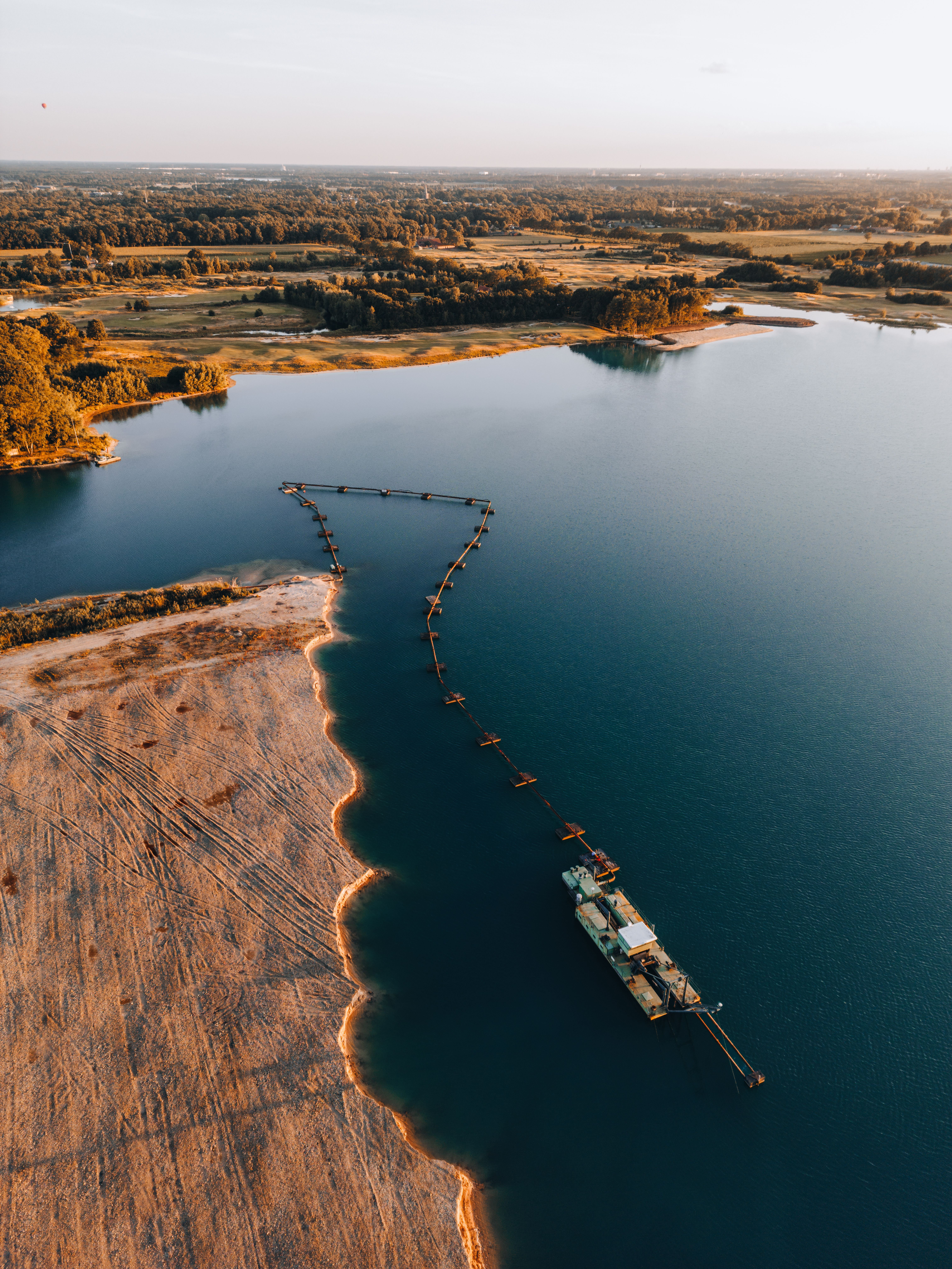 Aerial View of Dredge Barge on the River · Free Stock Photo