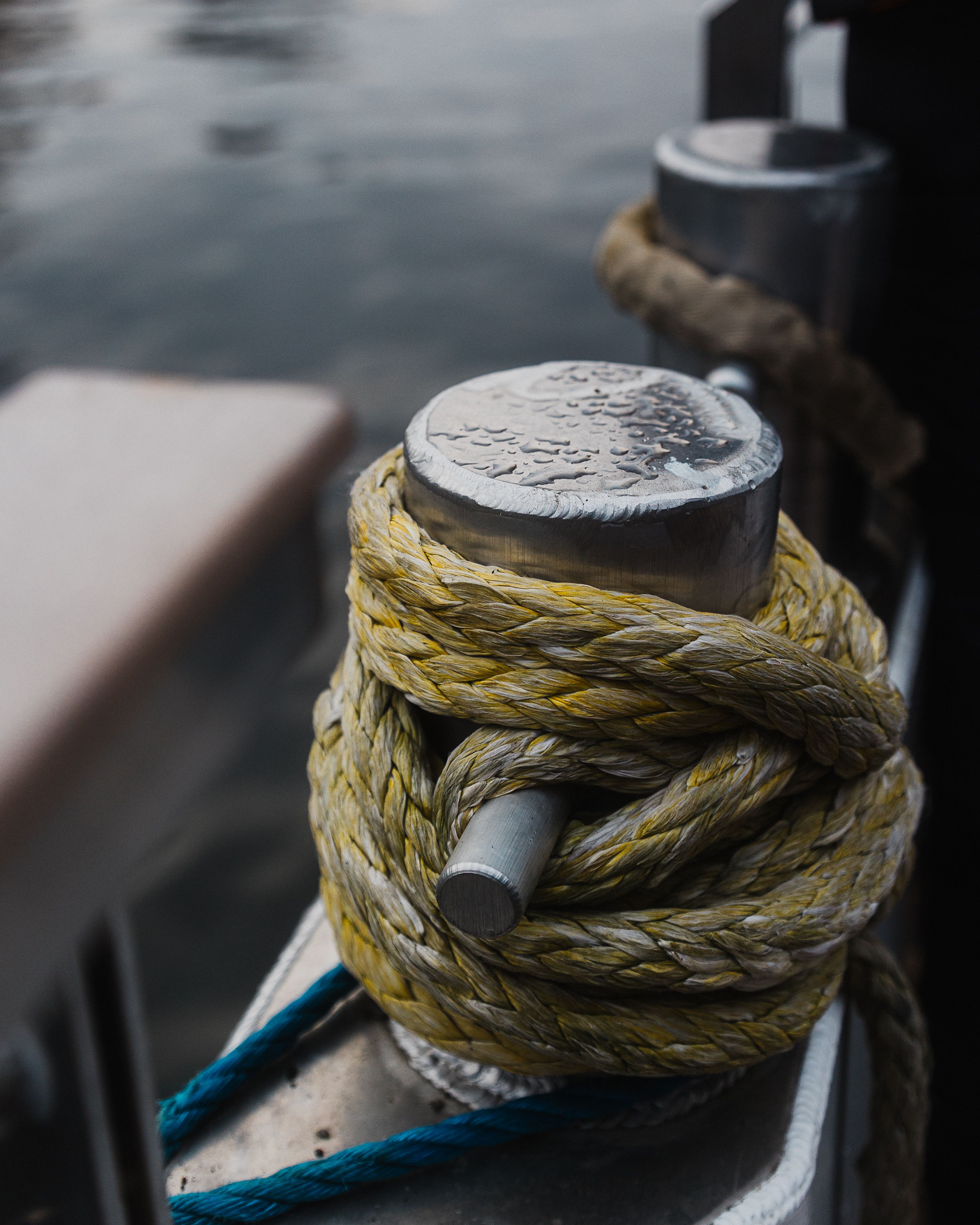 Rope Wrapped Around a Mooring Post on the Side of the Ship · Free Stock ...