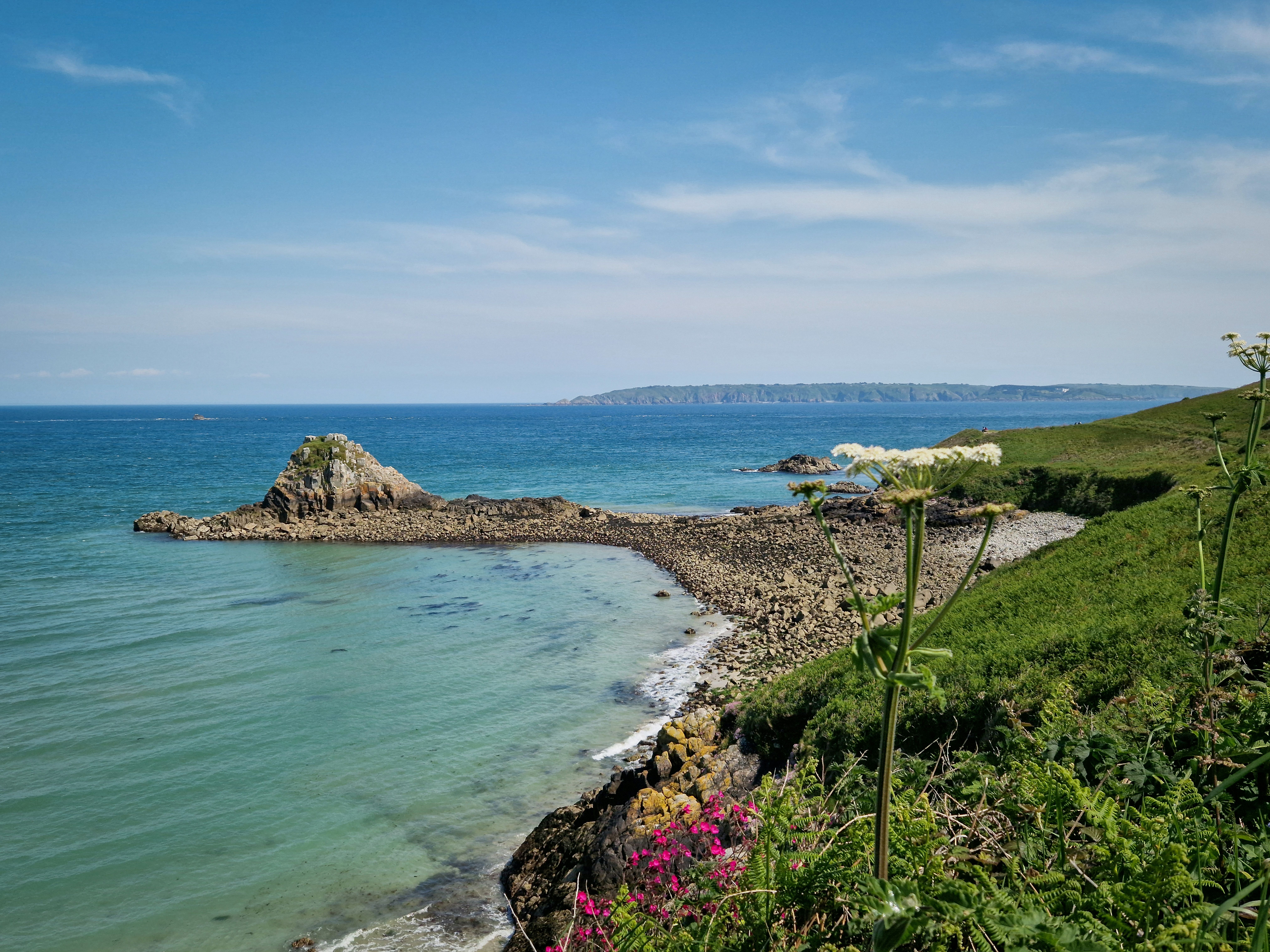 Green Coastal Landscape and Sea · Free Stock Photo