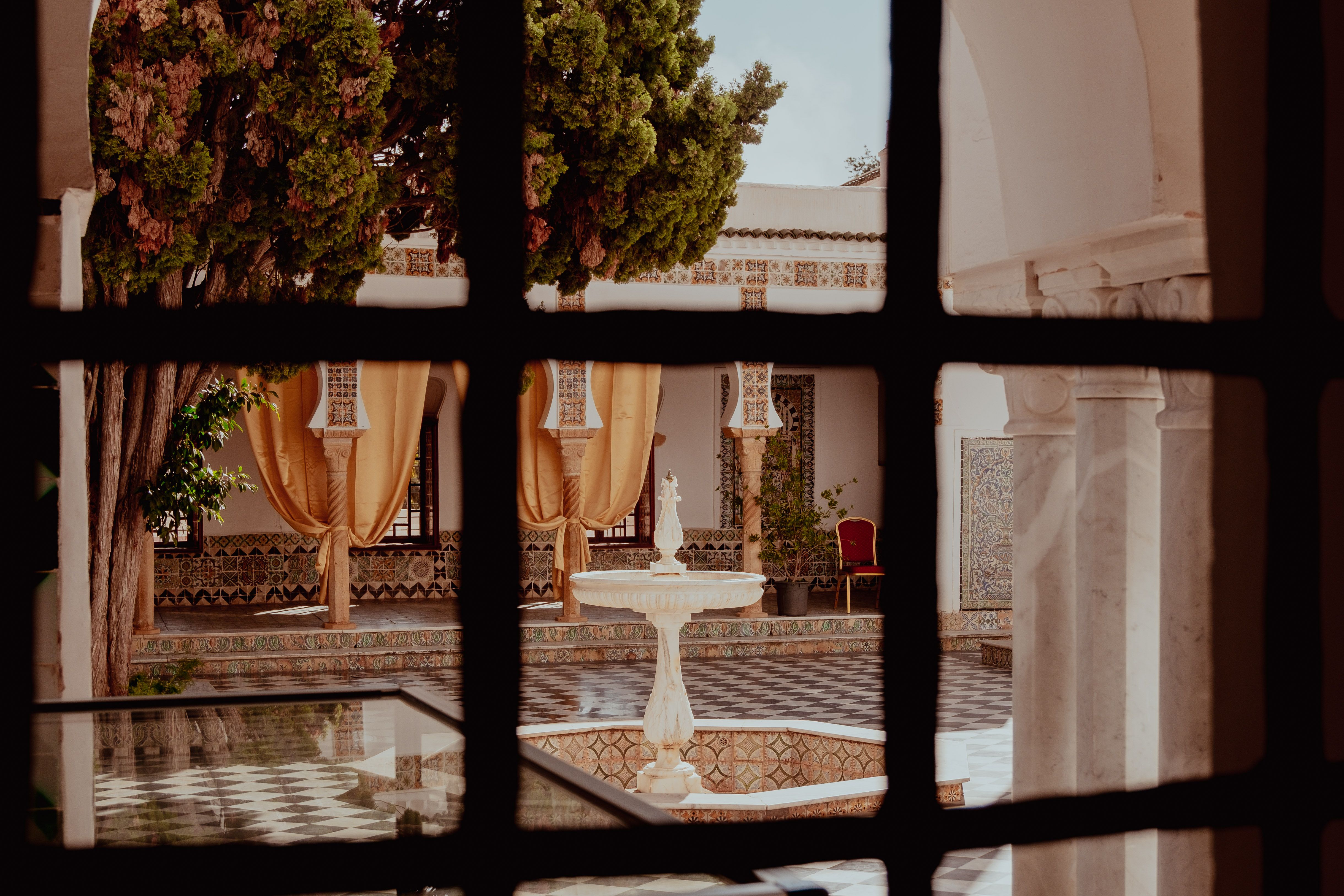 Palace Courtyard behind Windows · Free Stock Photo