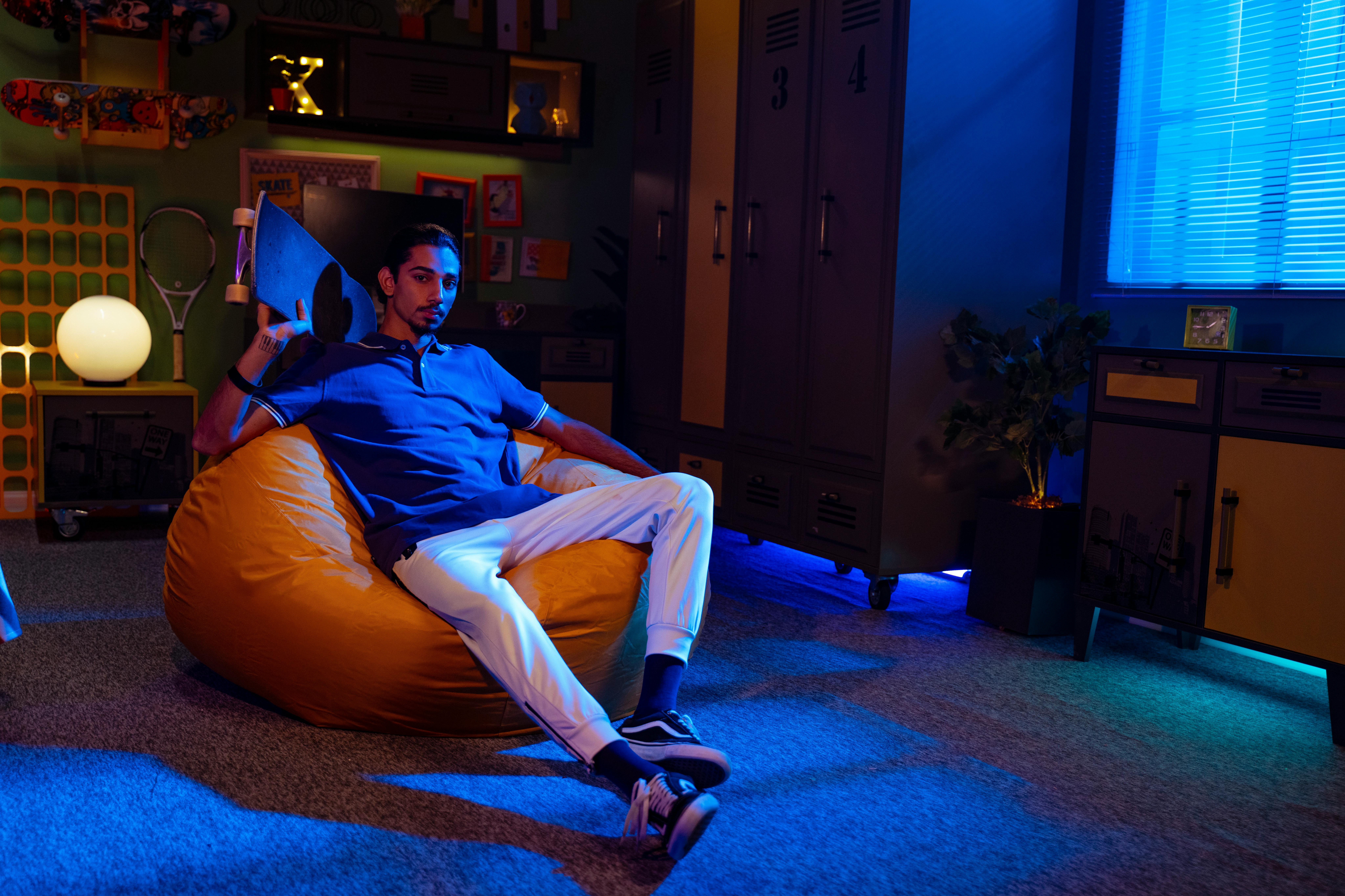 Man Relaxing in Sack Chair · Free Stock Photo