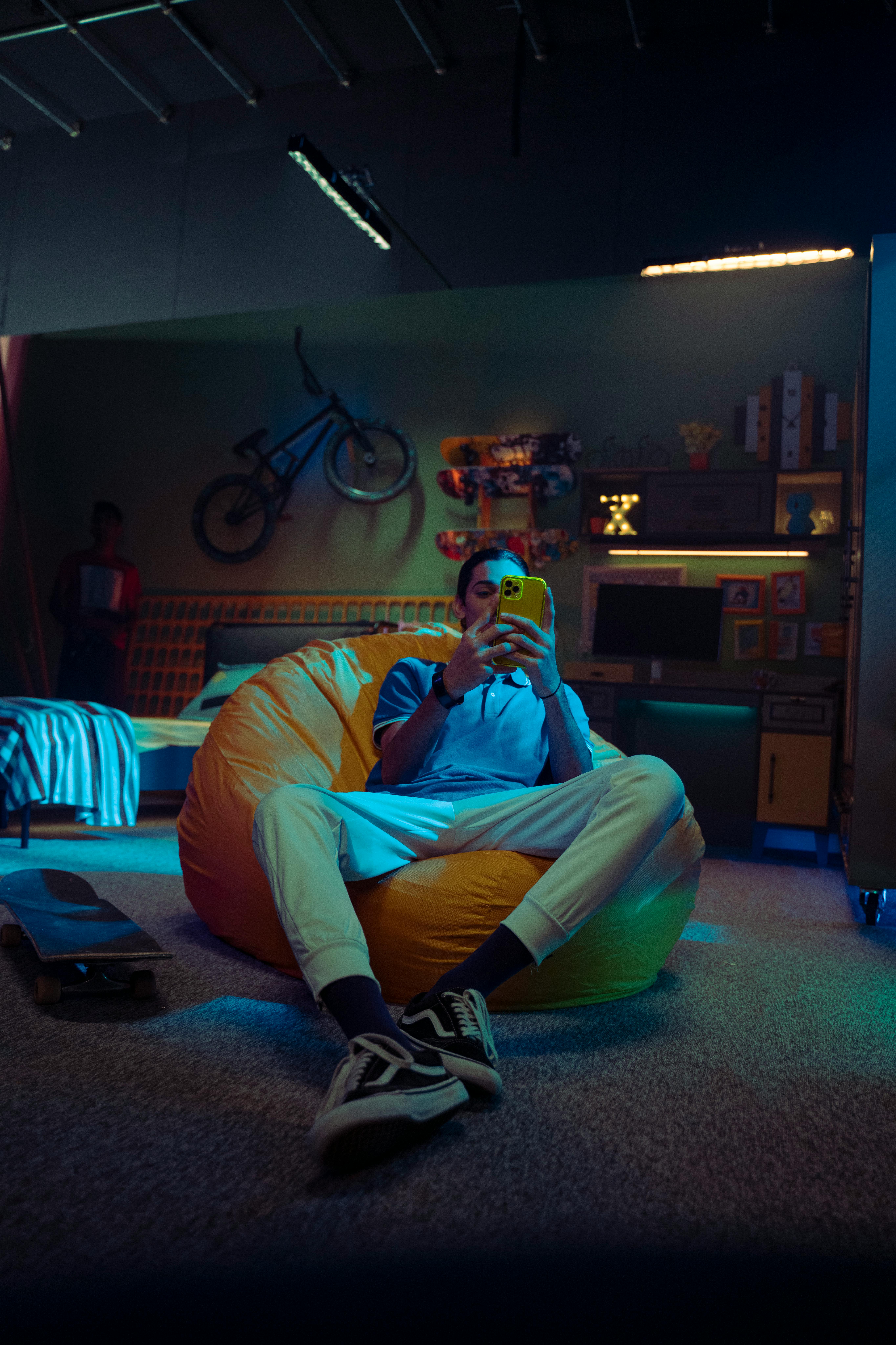 Man Relaxing in Sack Chair · Free Stock Photo