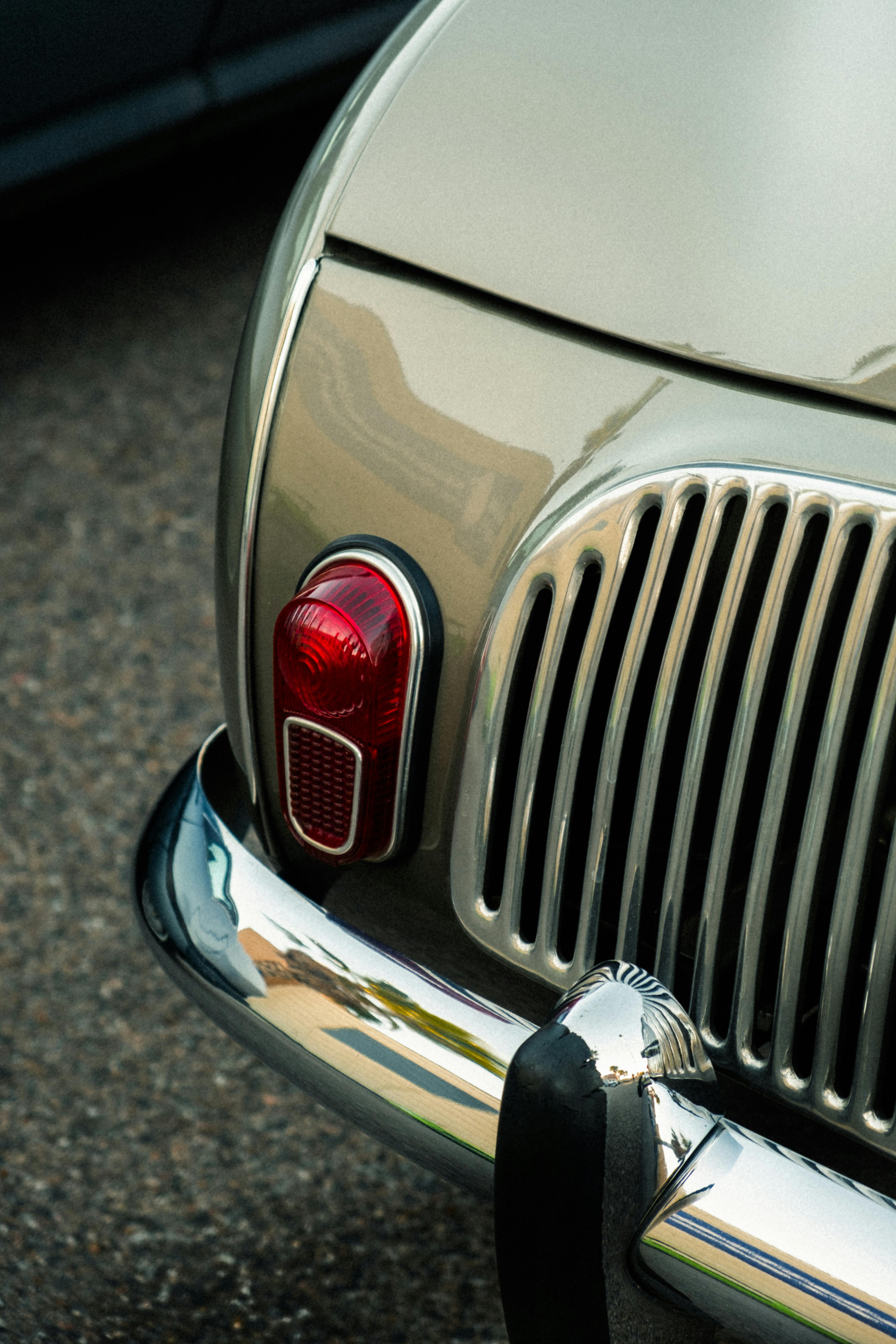 Silver Retro Car on a Street · Free Stock Photo
