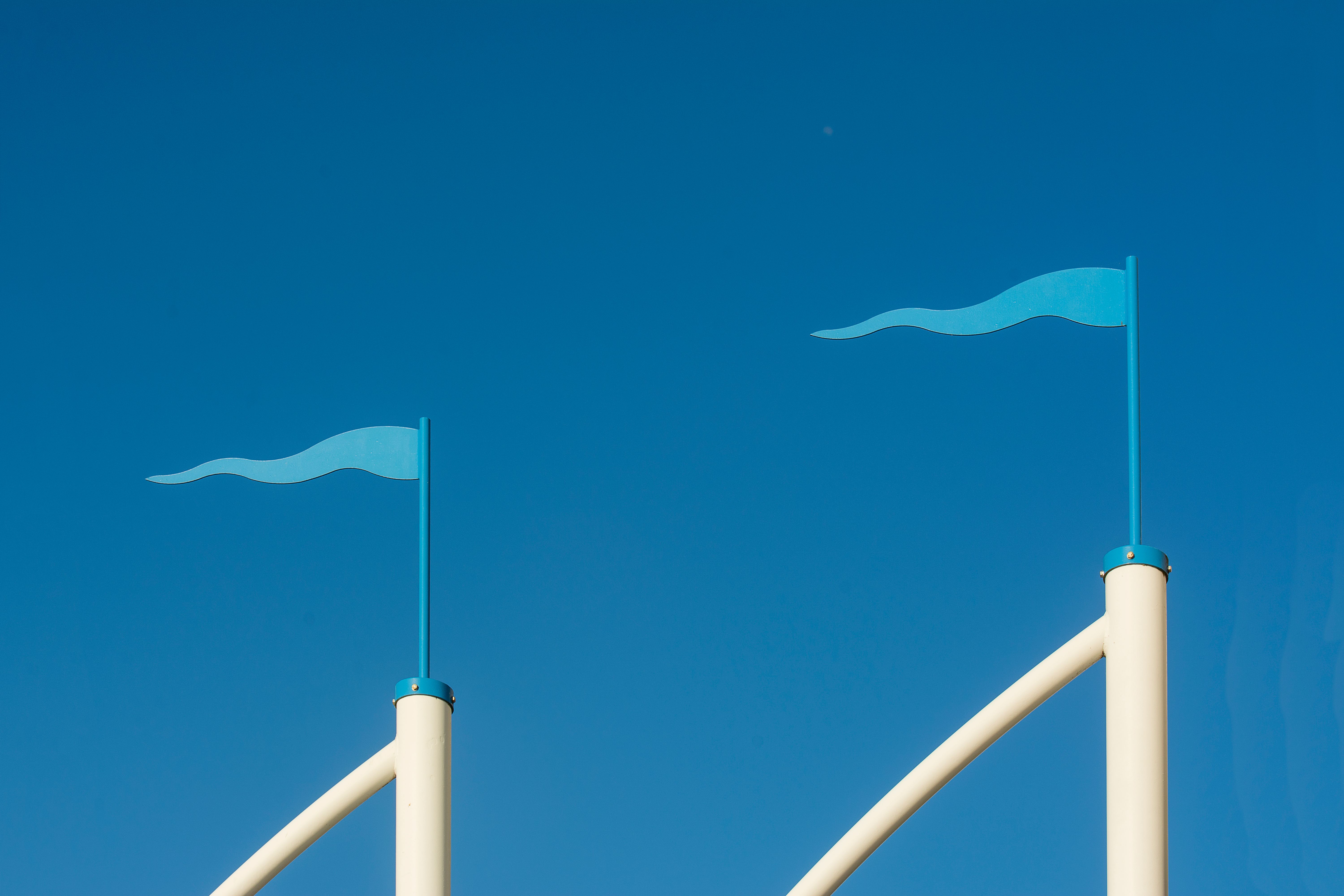 Blue Flags on Poles · Free Stock Photo