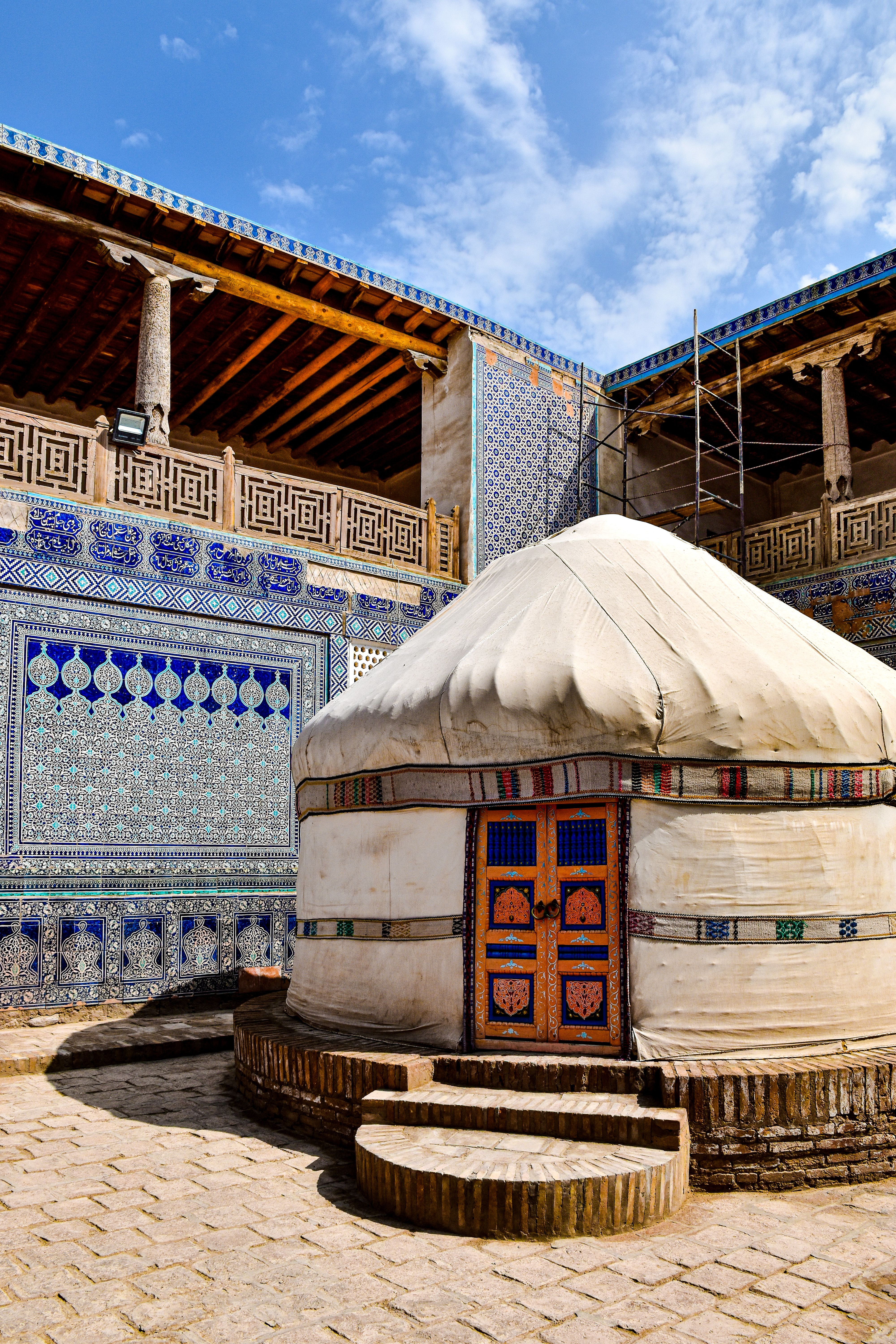 Yurt at Ishrat Khauli Courtyard Tosh Hovli Palace, Khiva, Uzbekistan ...
