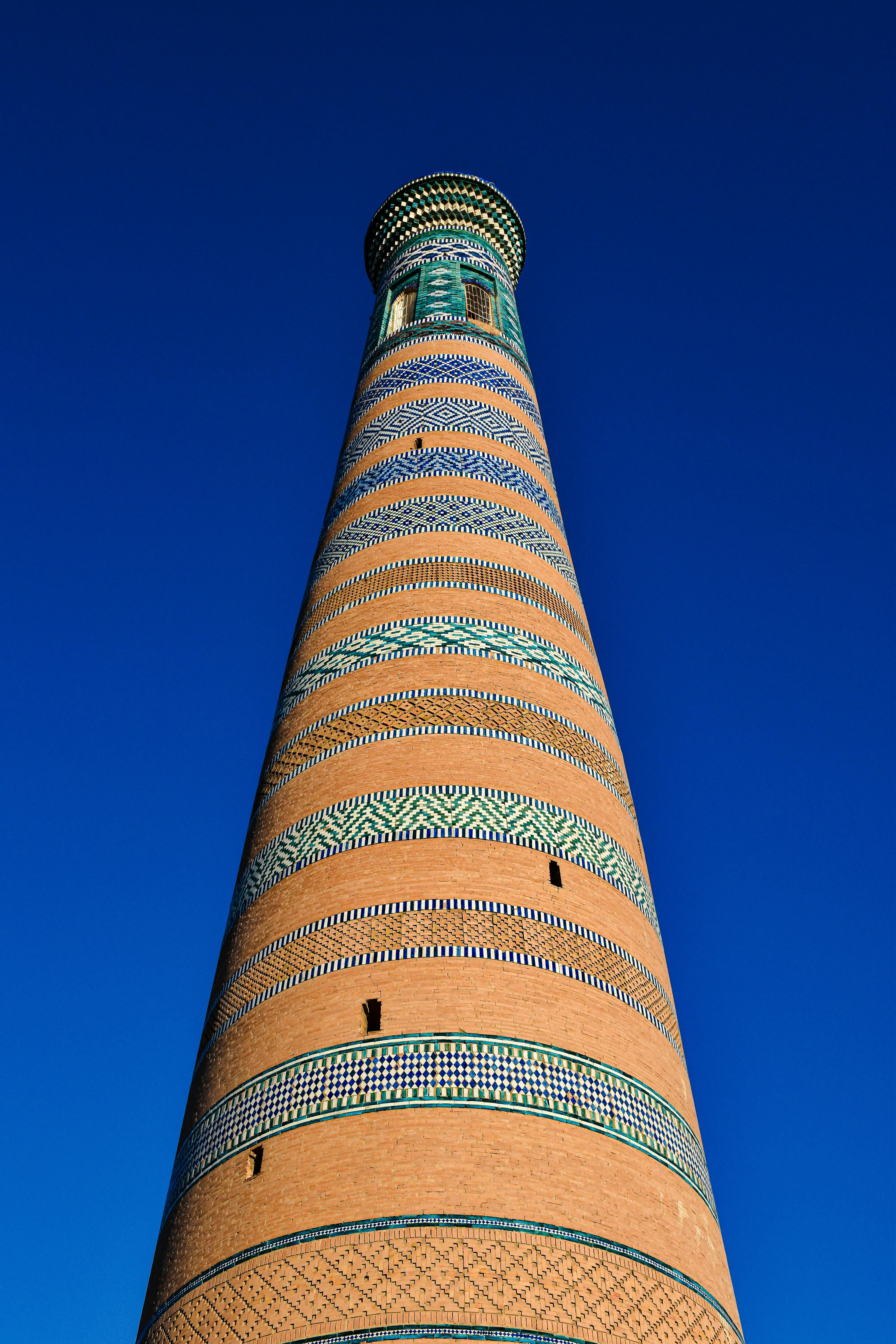 Low Angle Shot of the Islam Khoja Minaret in Khiva, Uzbekistan · Free ...
