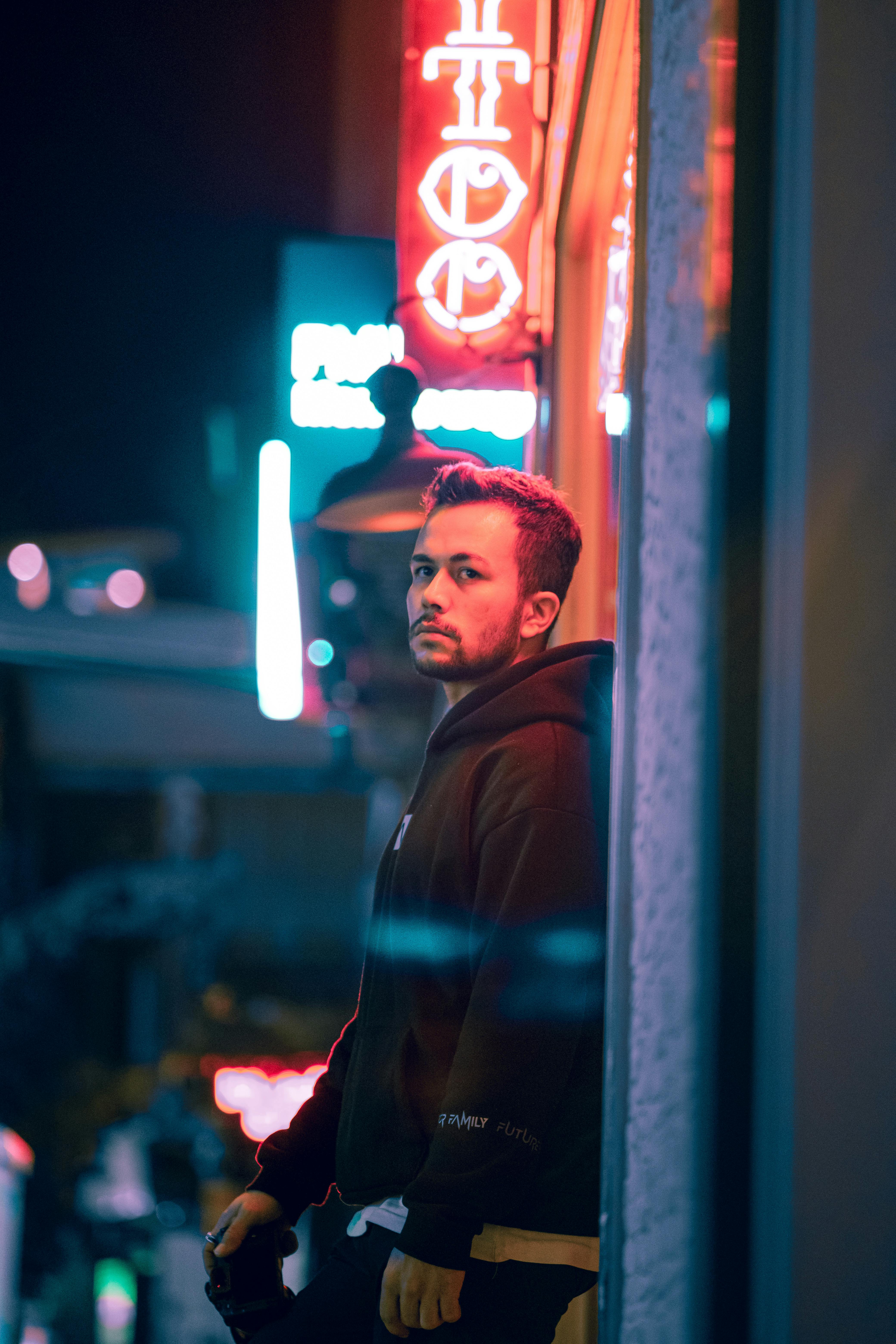 Man in Hoodie at Night · Free Stock Photo