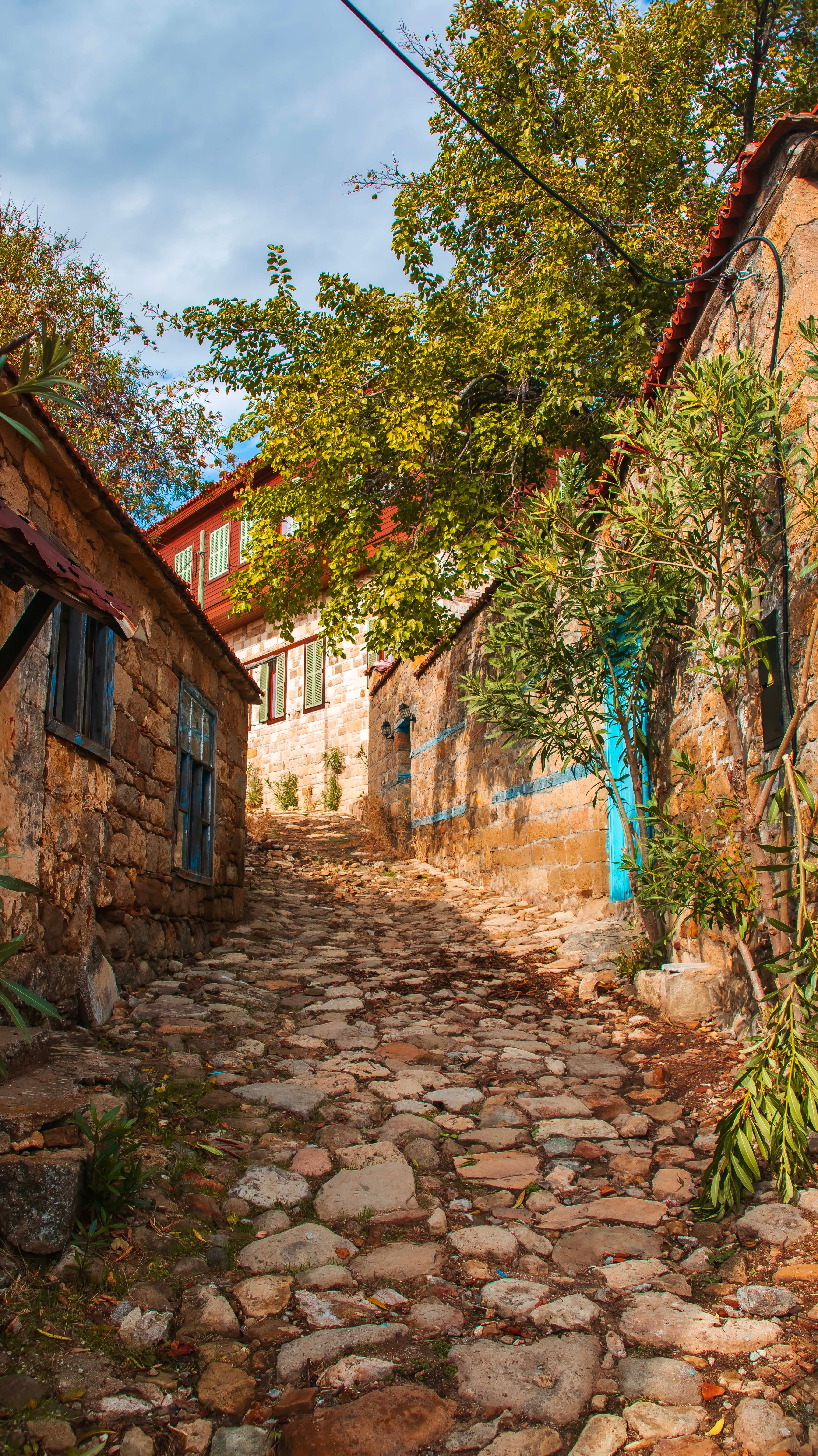 Narrow Street with Stones Pavement in Town in Turkey · Free Stock Photo