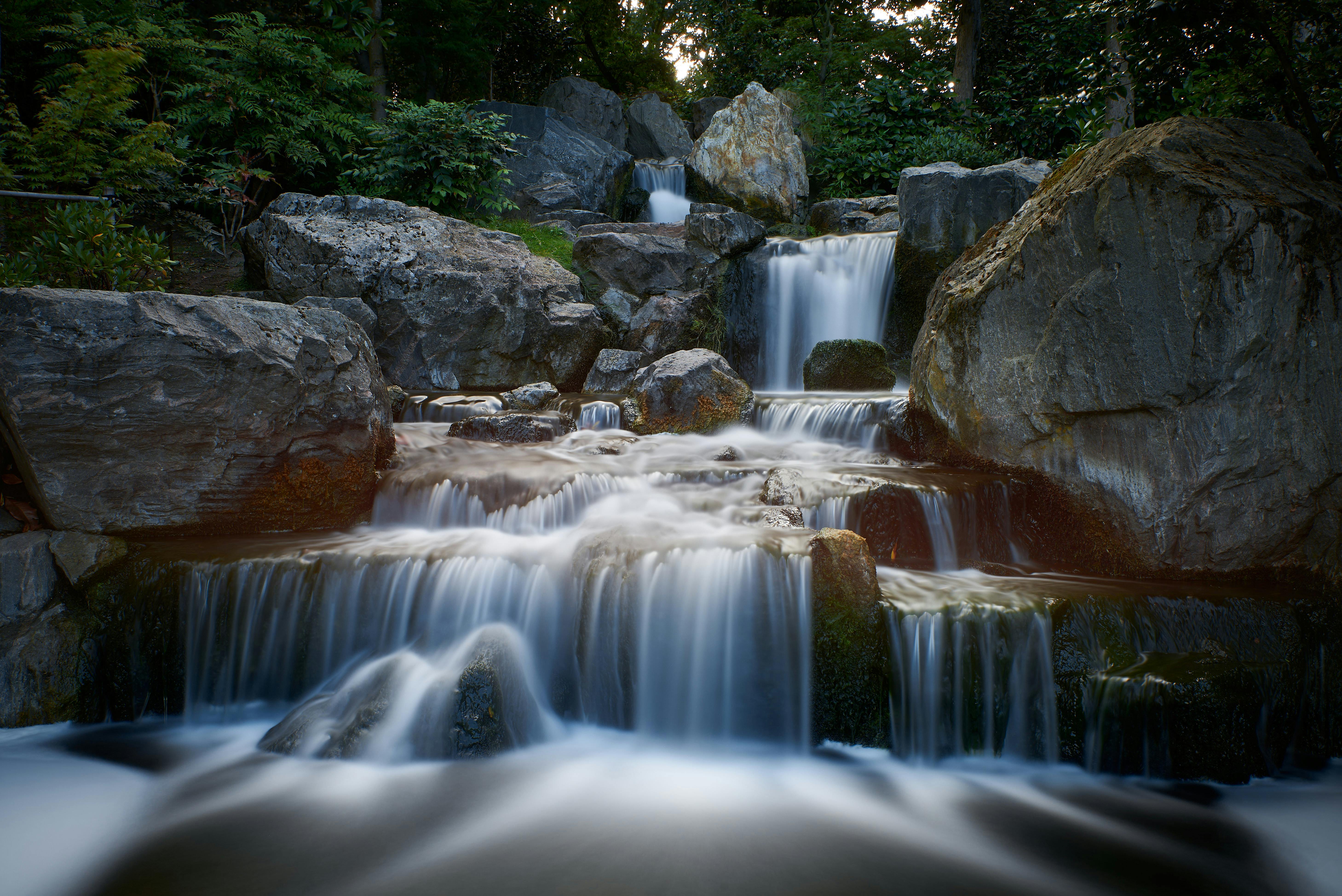 Photo gratuite de caillou, cascades, eau qui coule, érodé, flot, forêt ...