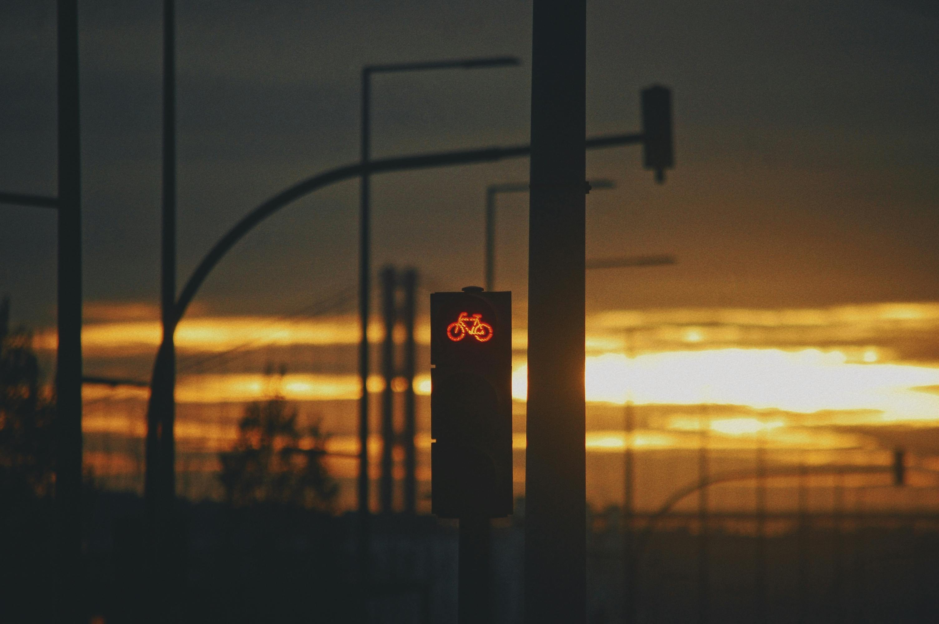 Red Light for Bike at Sunset · Free Stock Photo
