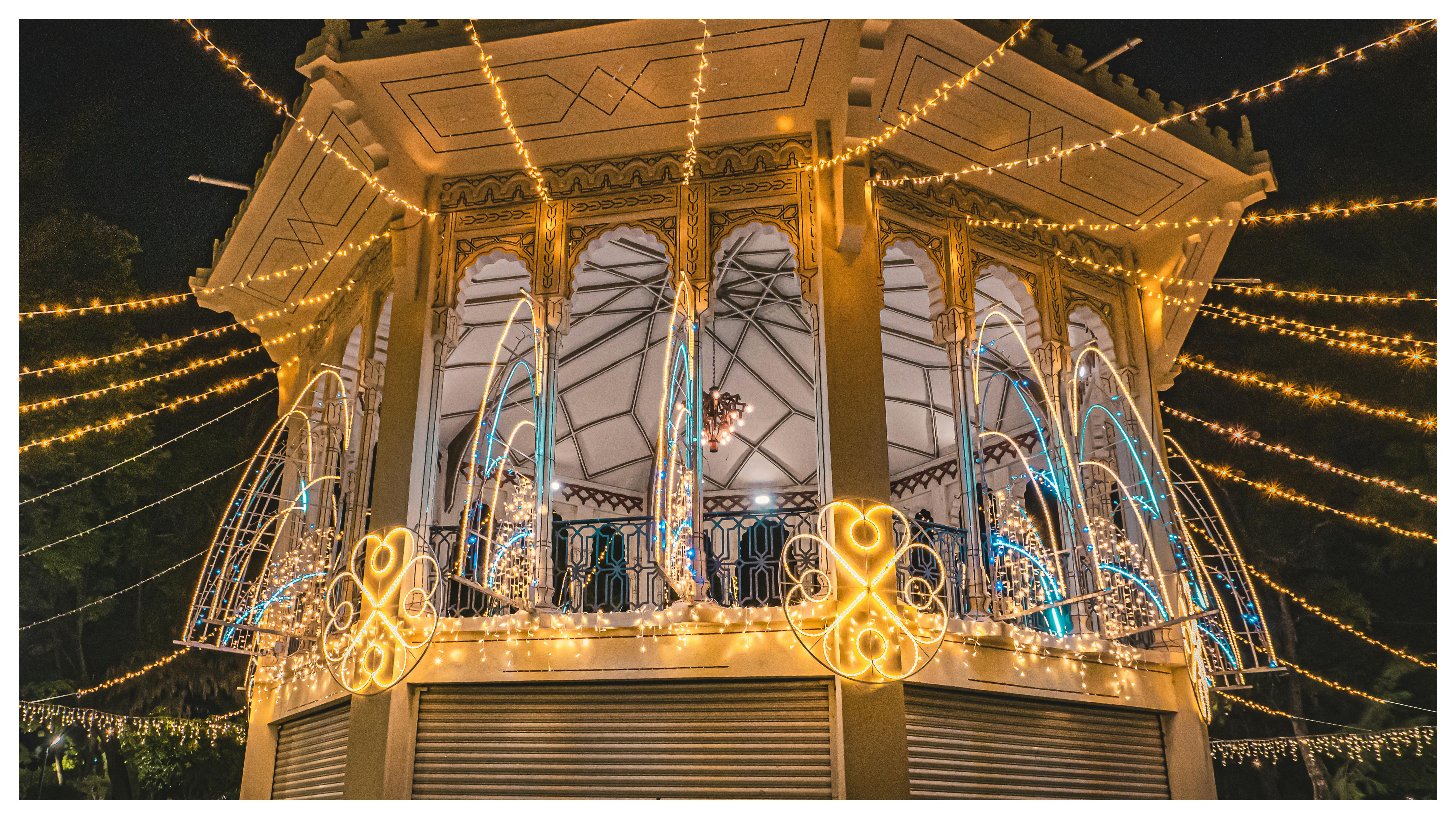 Illuminated Gazebo at Night · Free Stock Photo