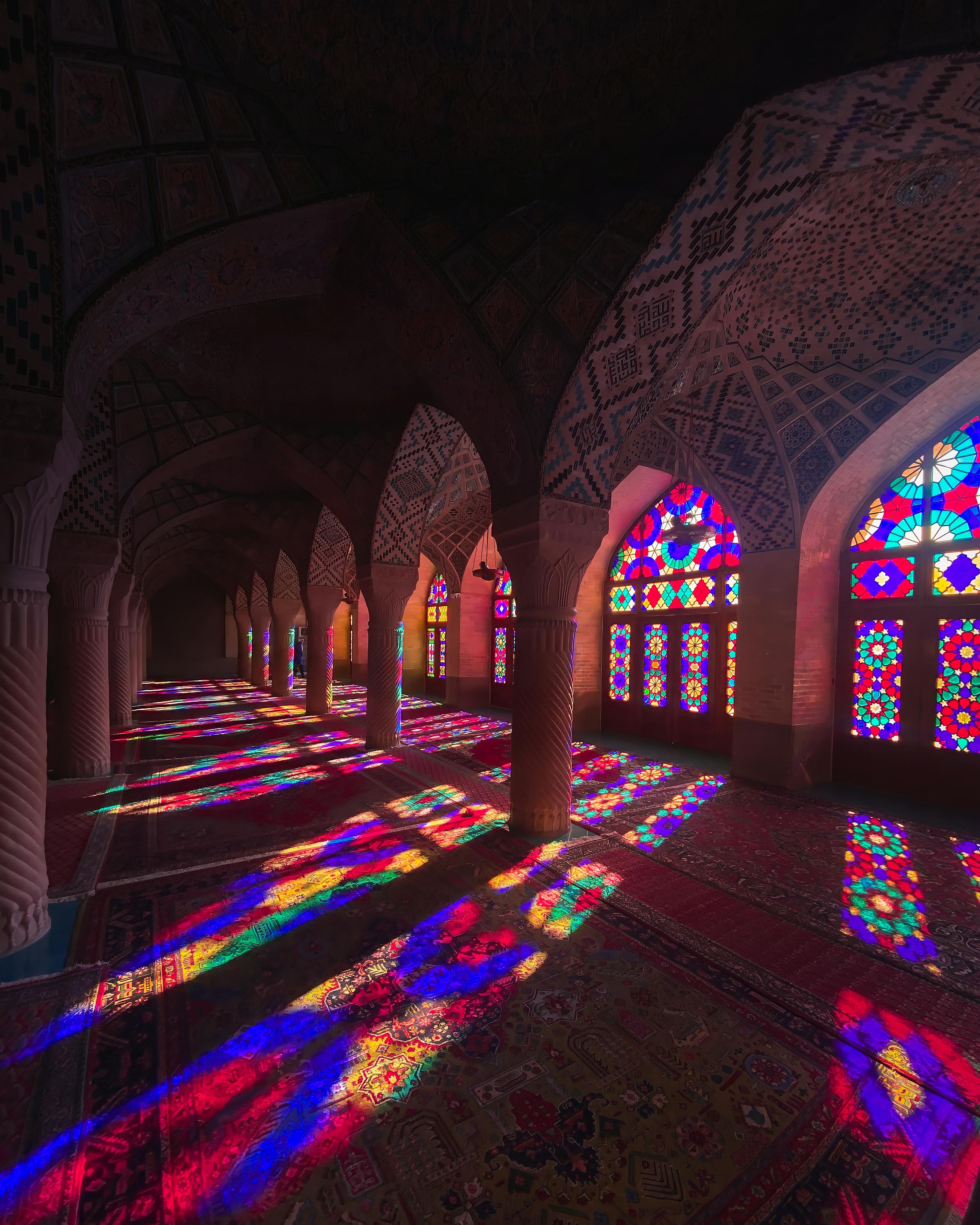 Stained Glass Windows Shadows in Nasir al-Mulk Mosque in Shiraz · Free ...