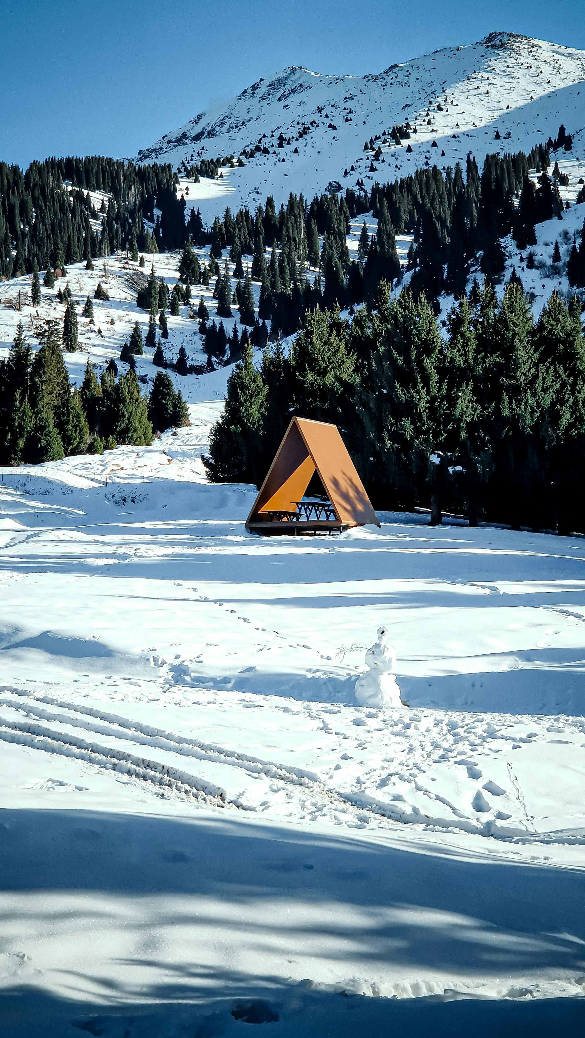 Tiny Hut on Mountainside in Winter · Free Stock Photo