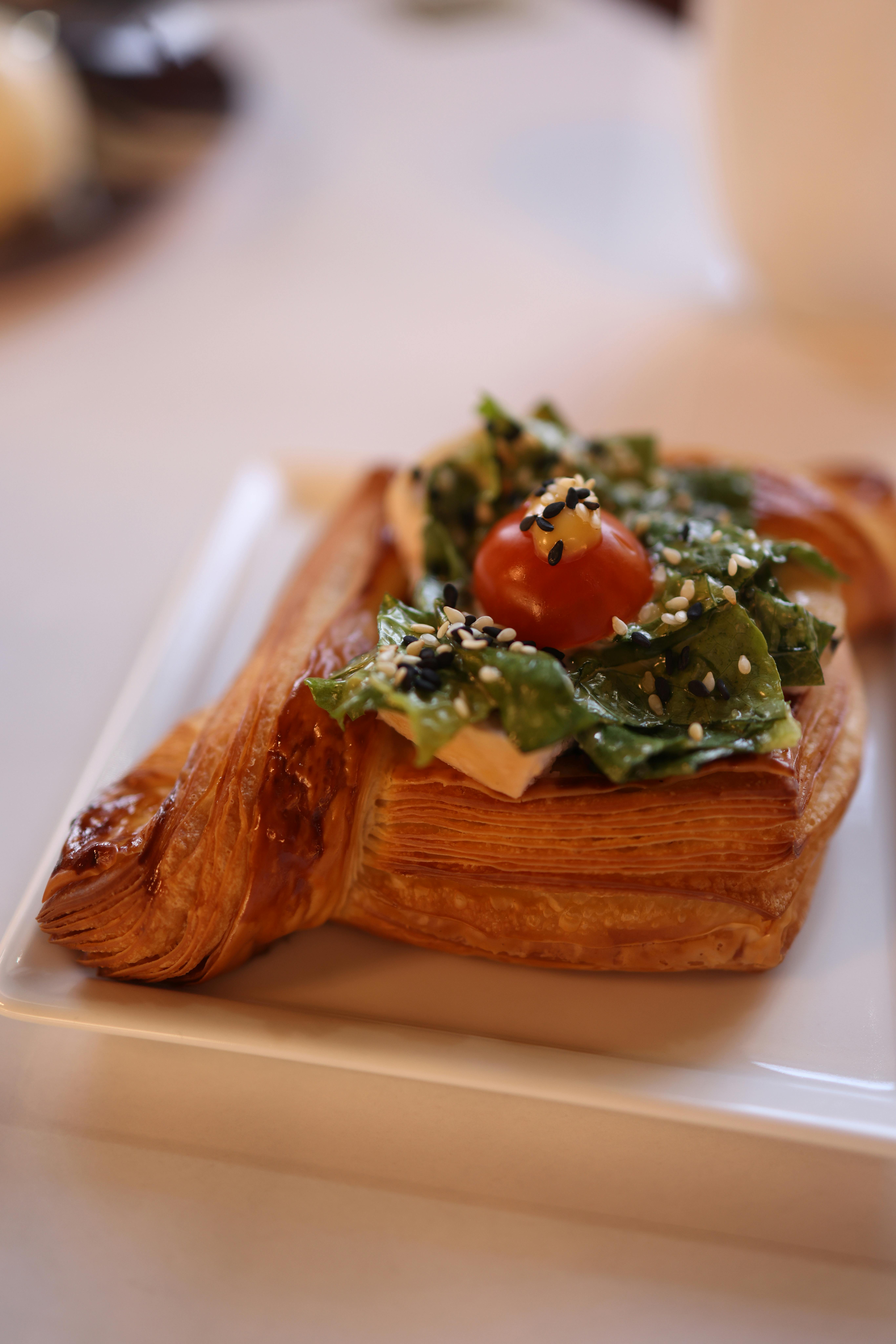 Sour Pastry with Feta and Lettuce for Breakfast · Free Stock Photo