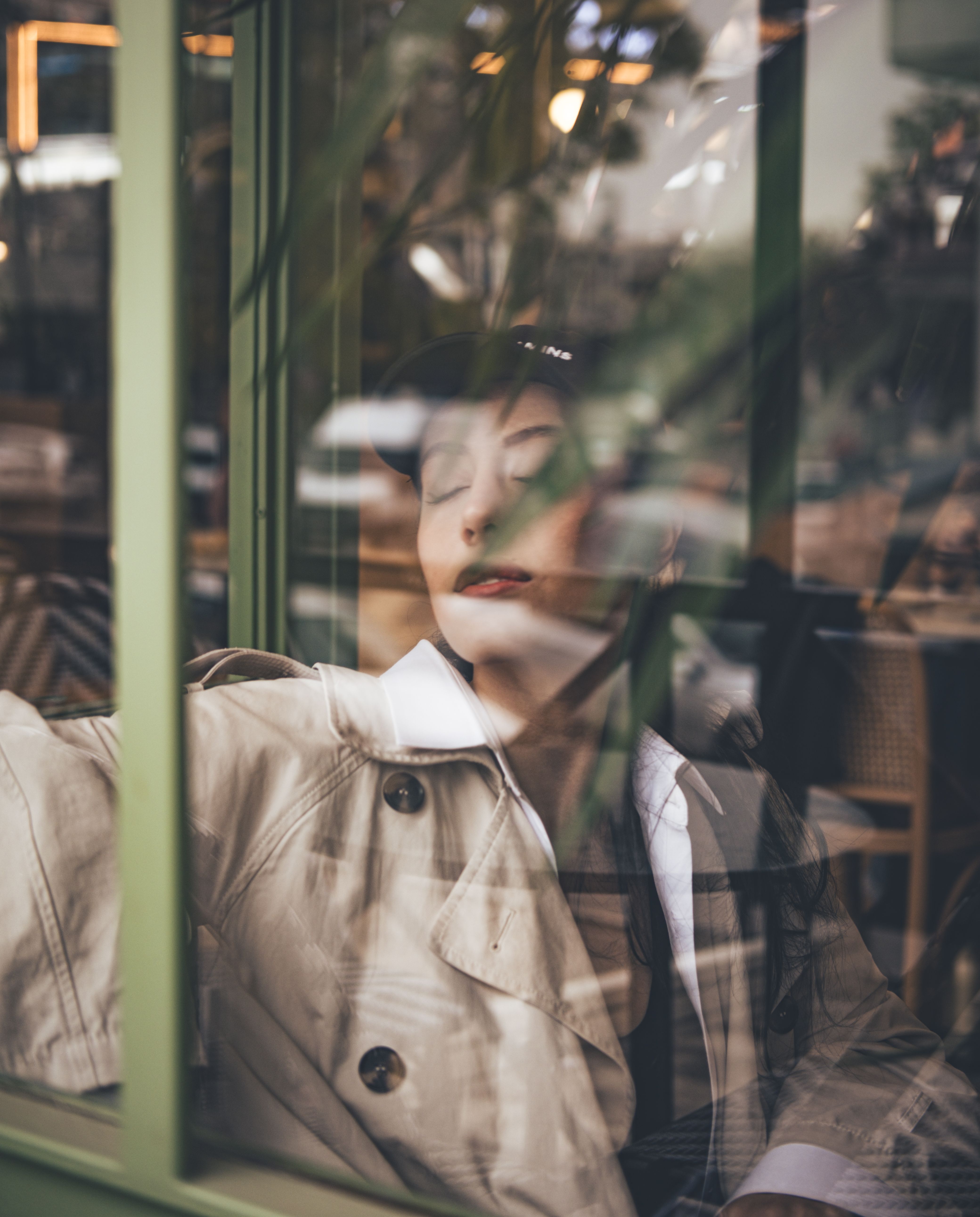 Woman Behind Window Glass · Free Stock Photo