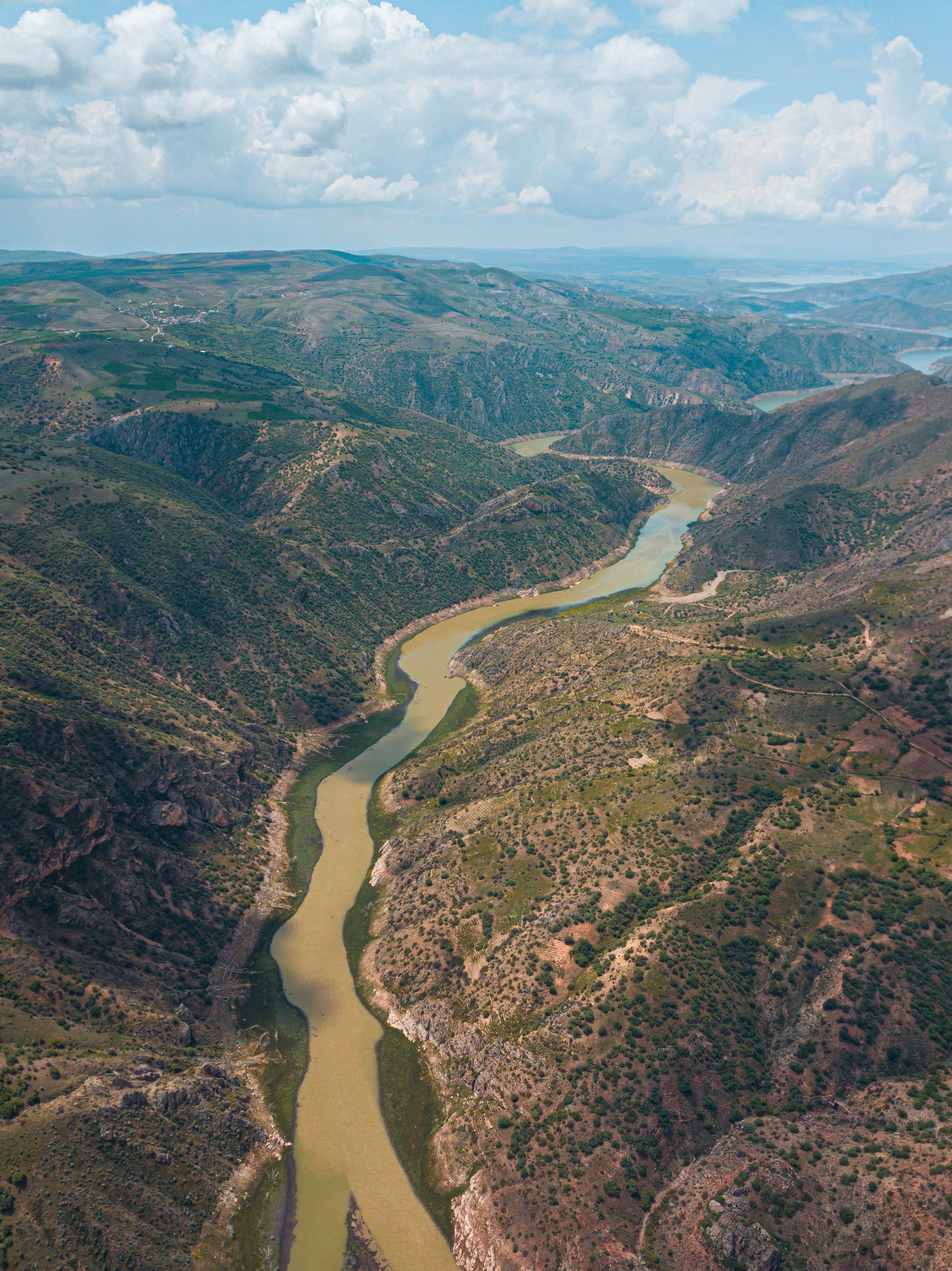 Aerial View of a River in a Valley · Free Stock Photo