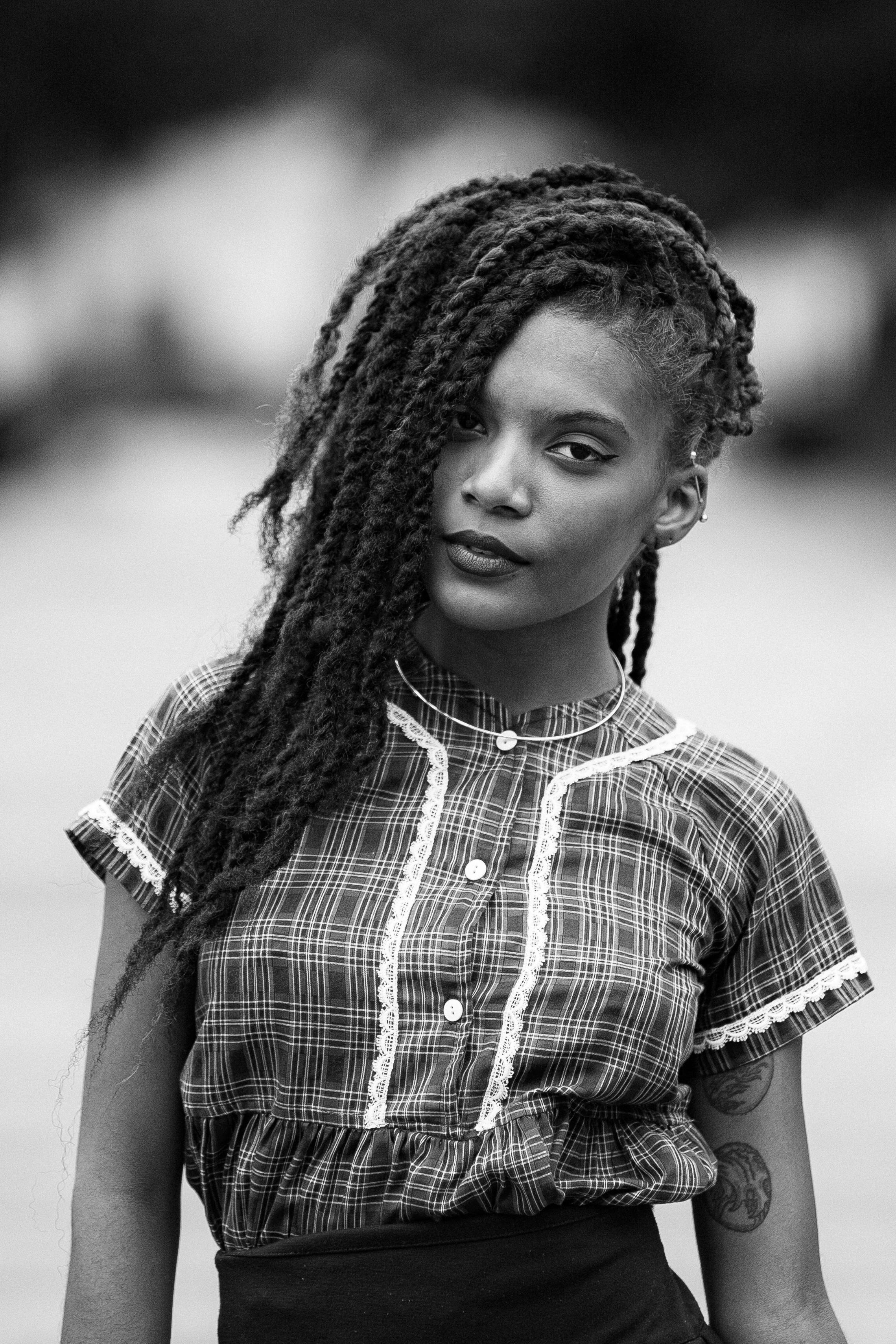 Grayscale Photo of Braided Hair Woman · Free Stock Photo