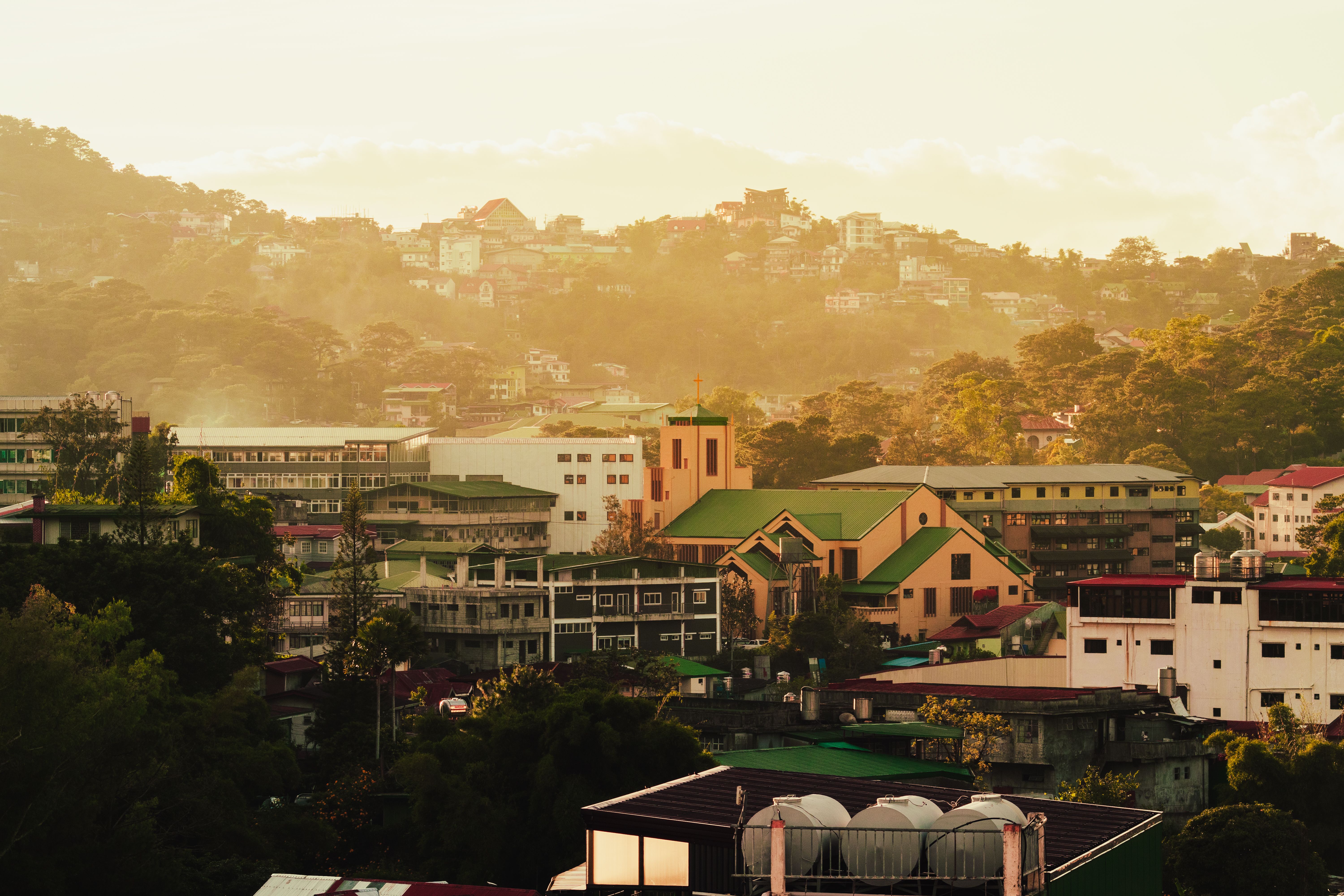 View of a Town in Mountains in Sunlight · Free Stock Photo