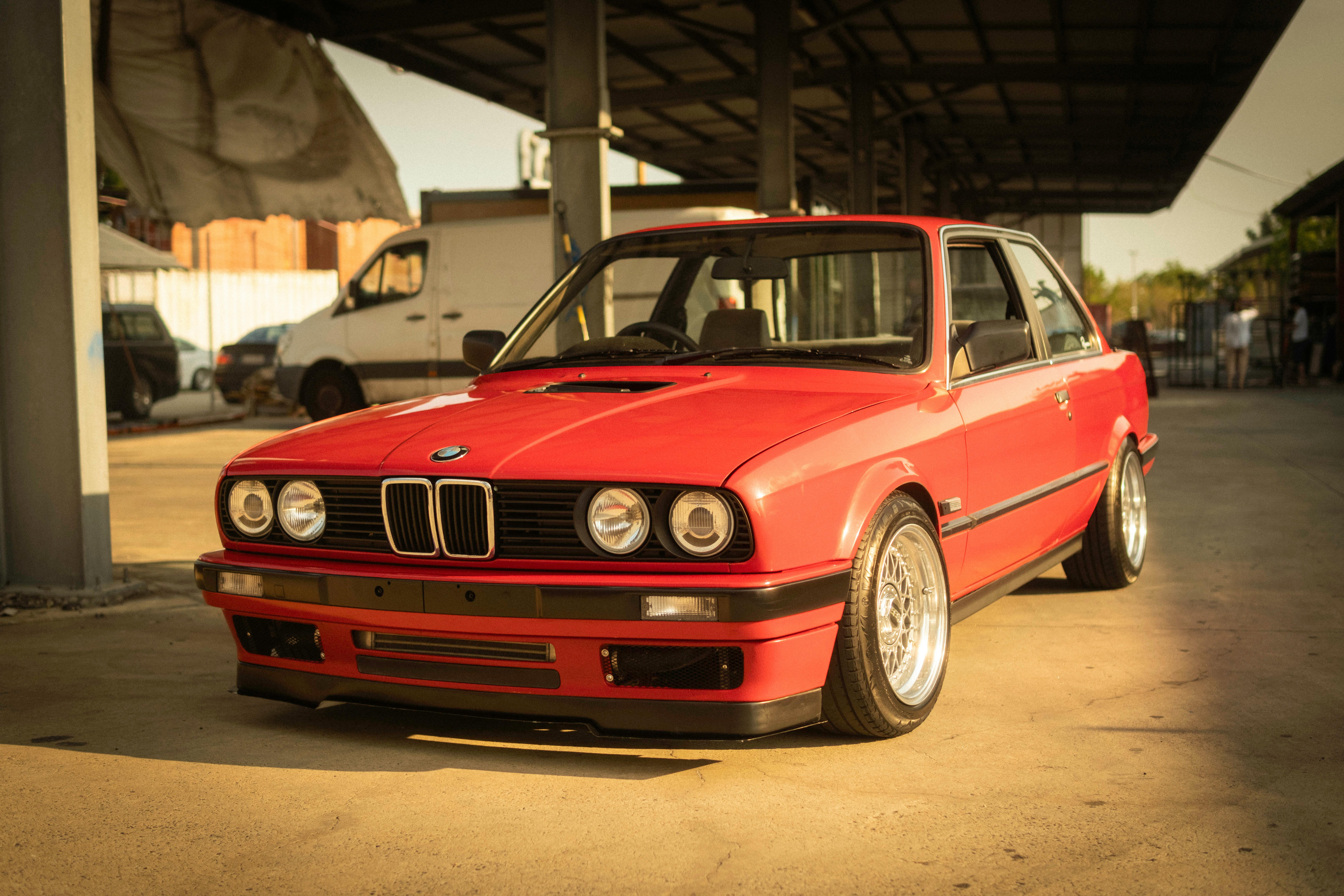 Red BMW in sunset light · Free Stock Photo