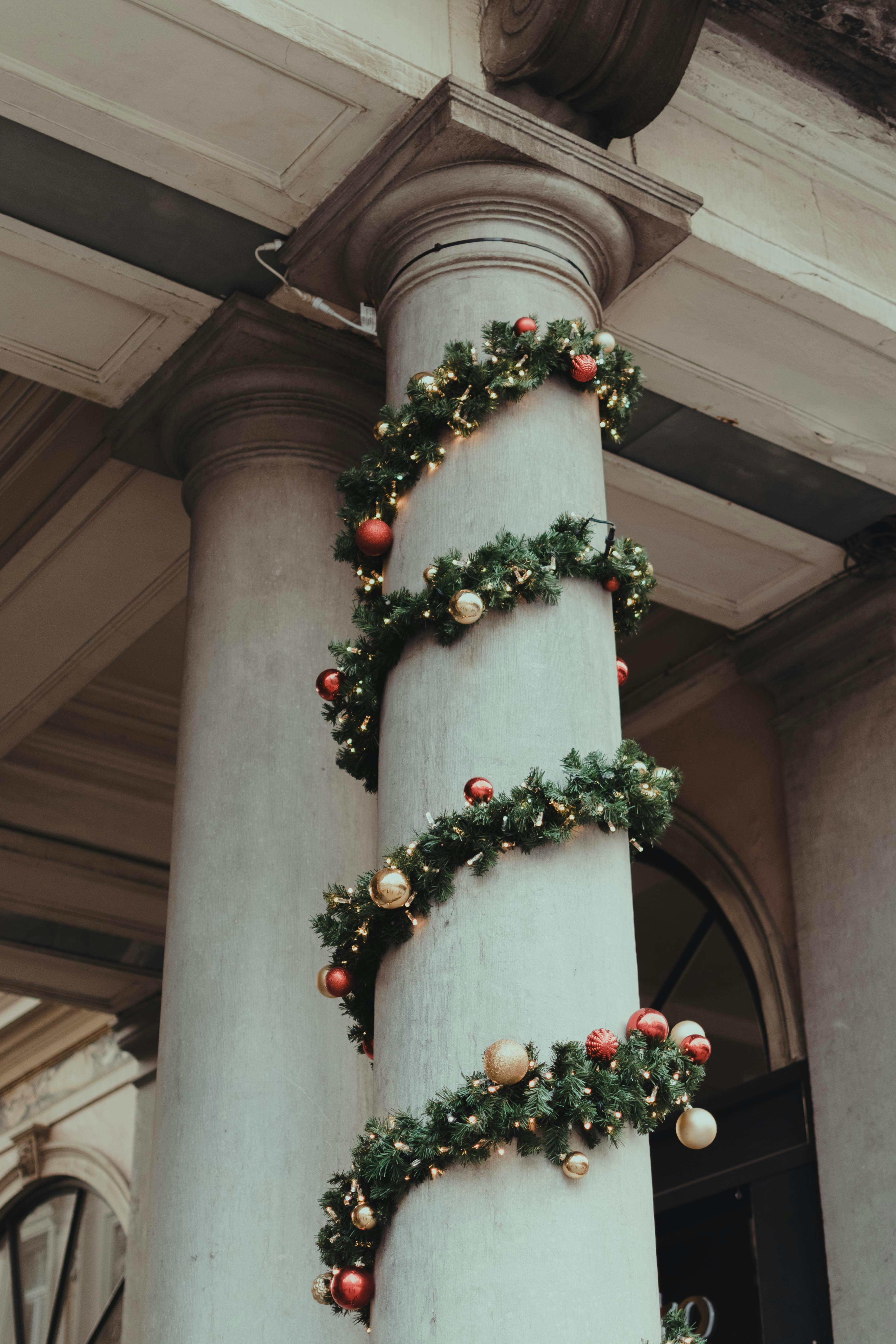 Christmas Decoration on Column · Free Stock Photo