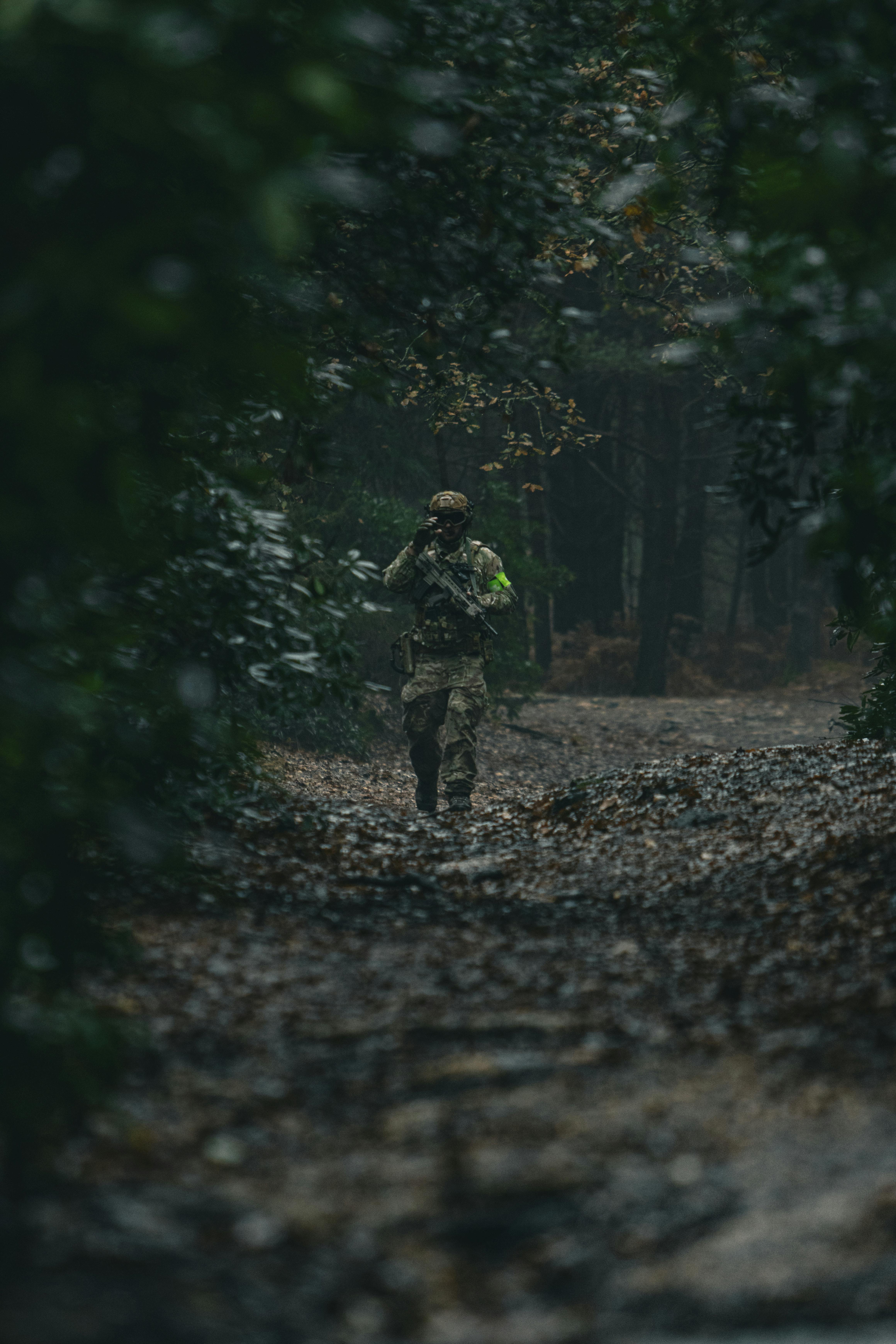 Man Wearing Camouflage in a Forest · Free Stock Photo