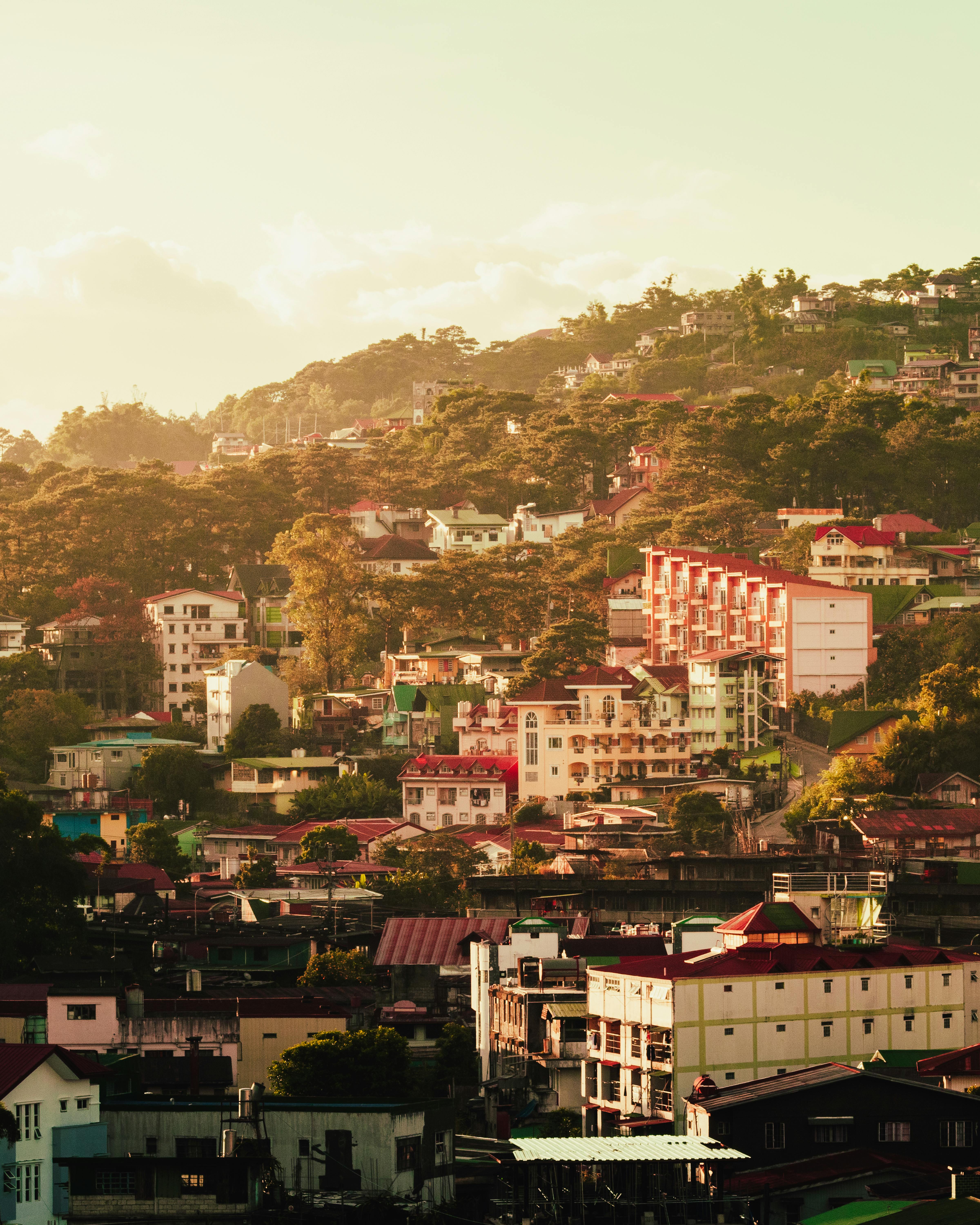 Buildings on Hillside at Dawn · Free Stock Photo