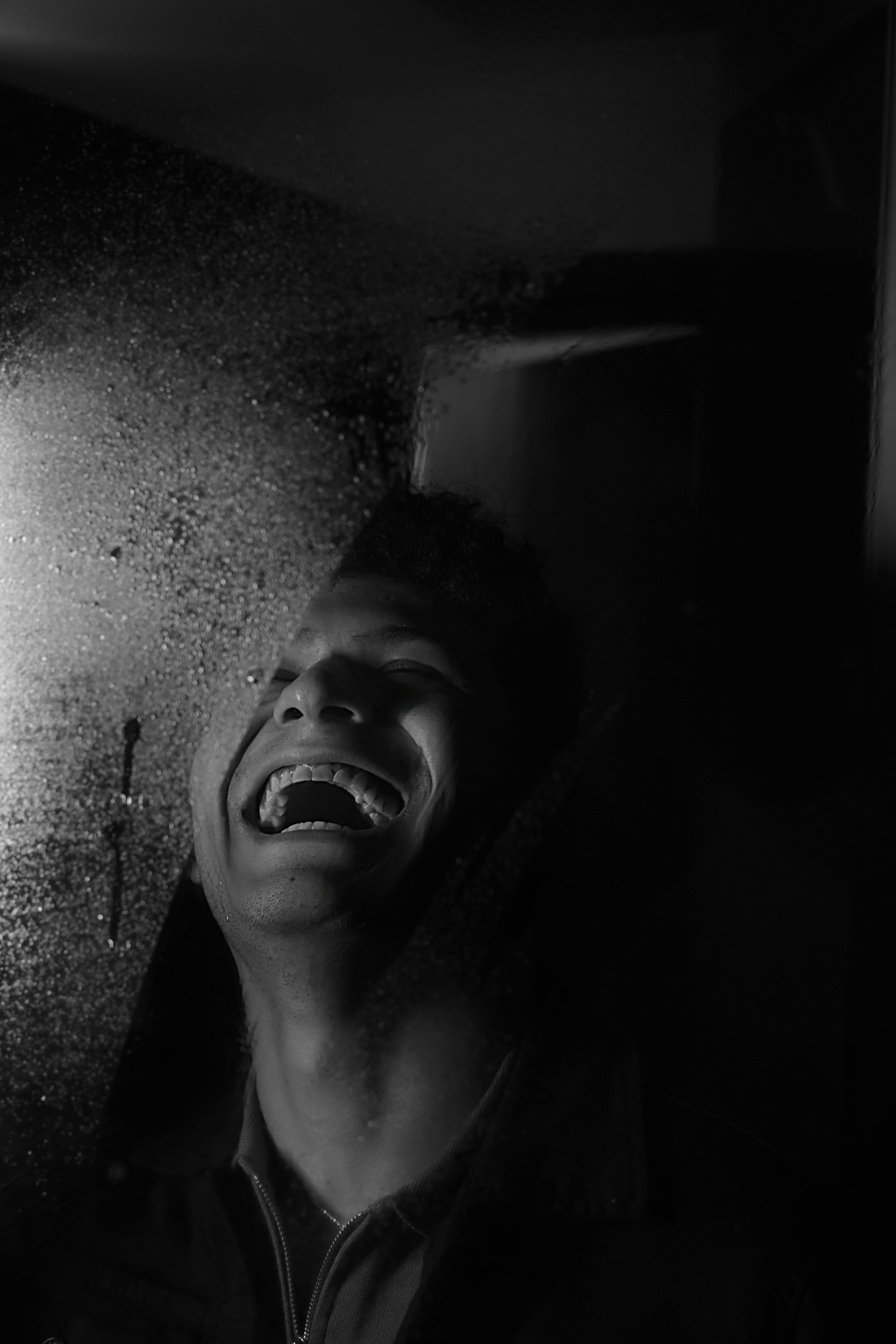 Laugh Man behind Steamy Window · Free Stock Photo