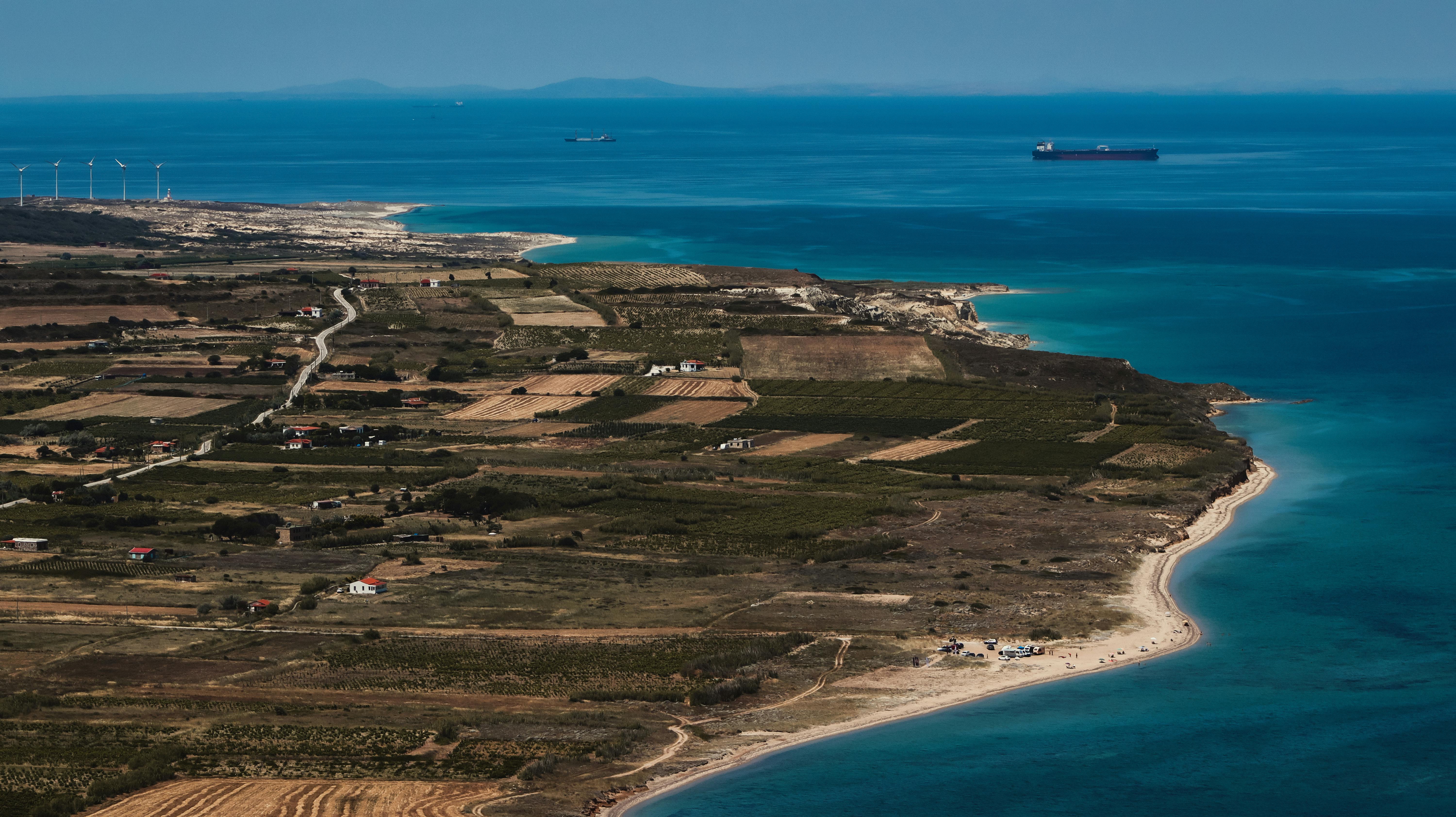 Aerial View of the Coastline of Bozcaada, Canakkale, Turkey · Free ...