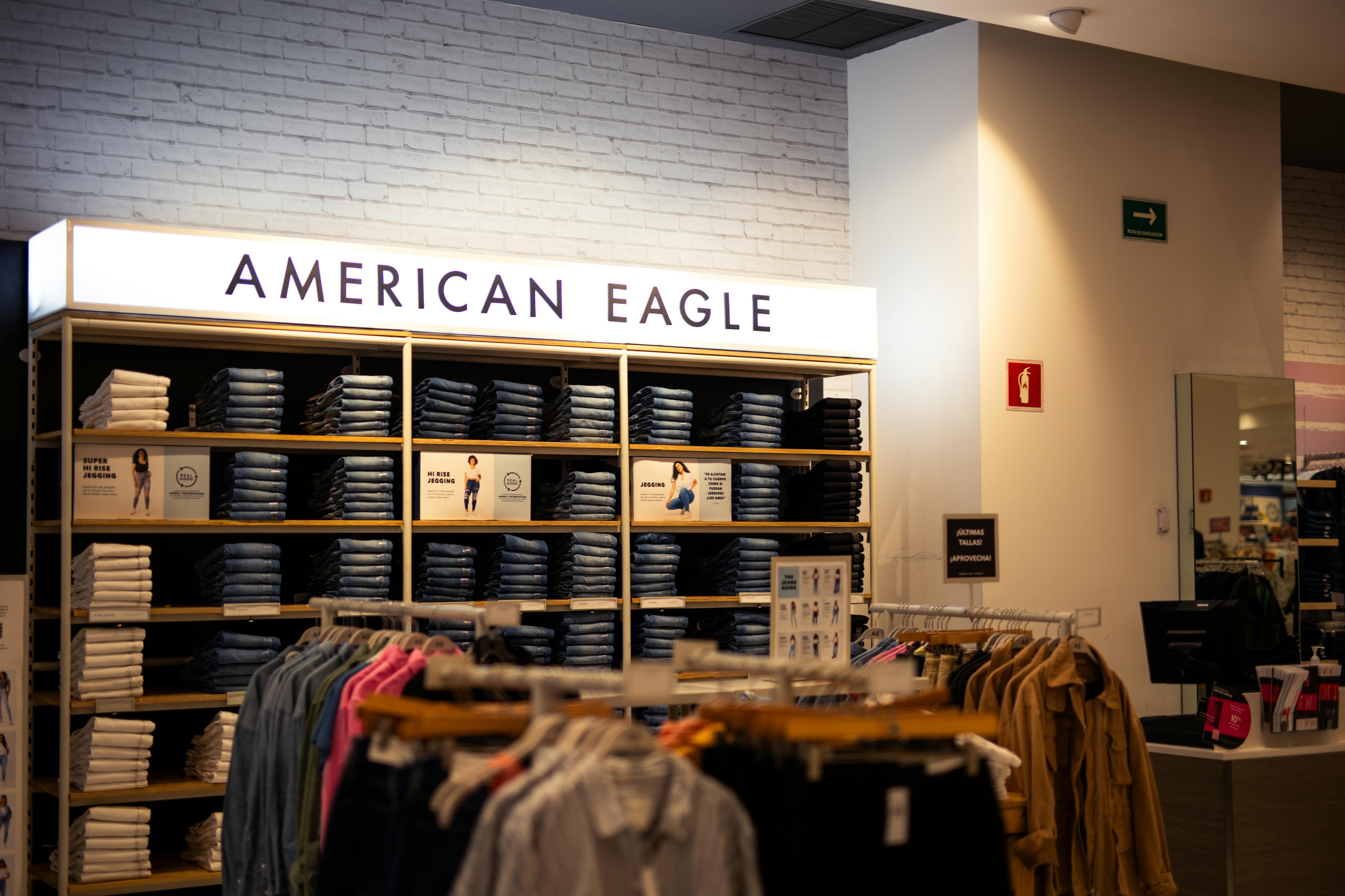 American eagle store in a mall with clothes on display · Free Stock Photo