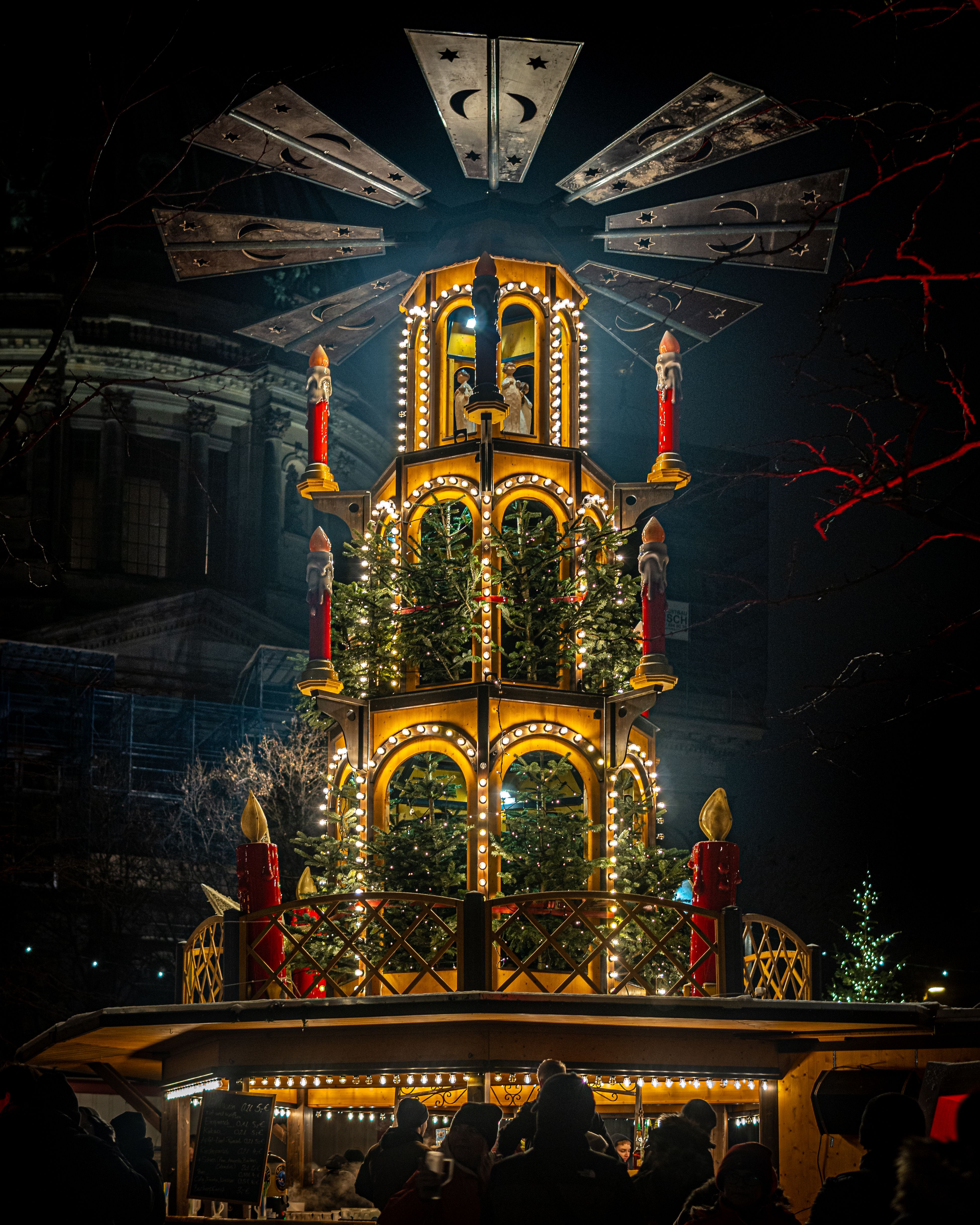 Christmas Market Windmill at Night · Free Stock Photo