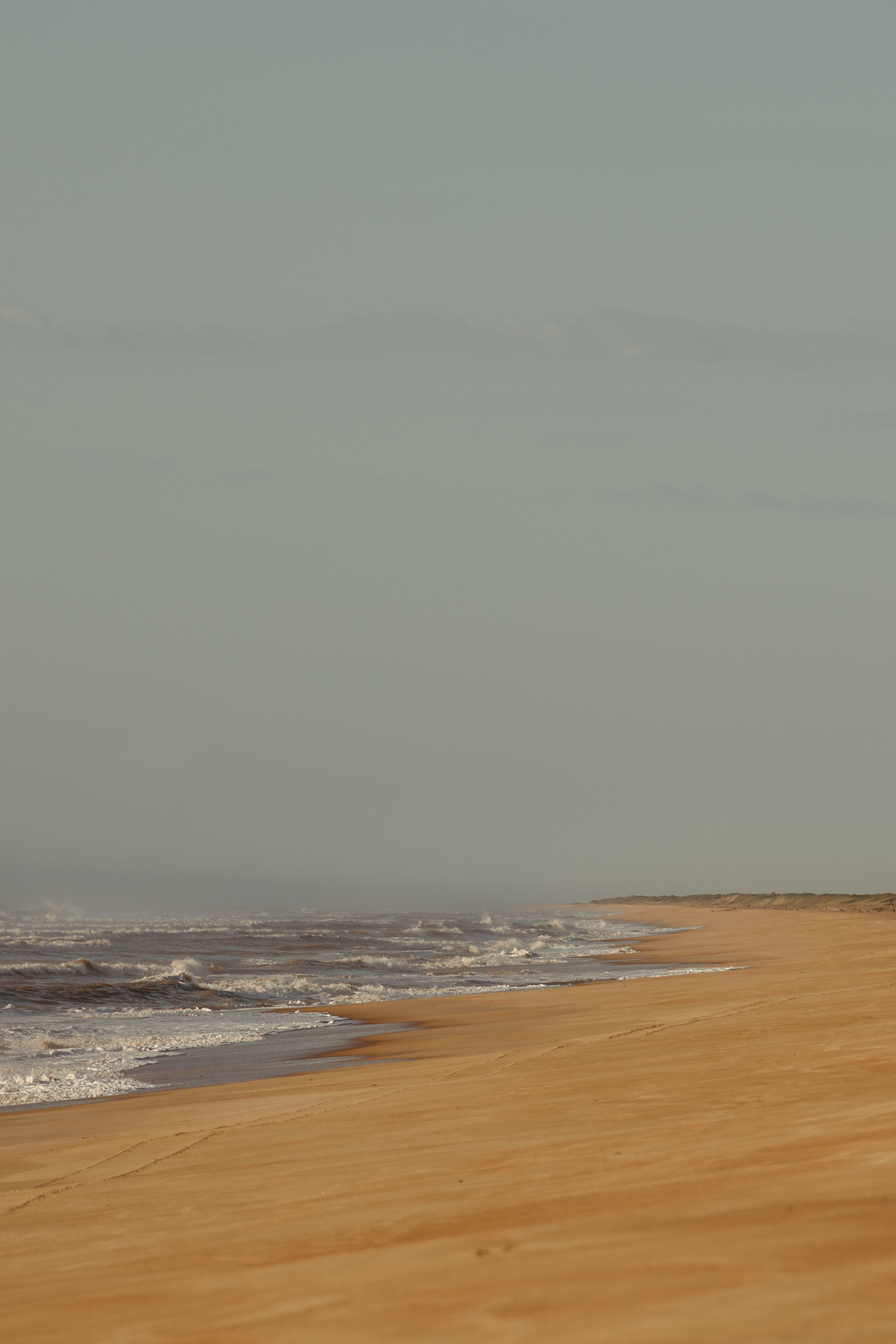 Empty Beach by Sea Shore under Grey Sky · Free Stock Photo