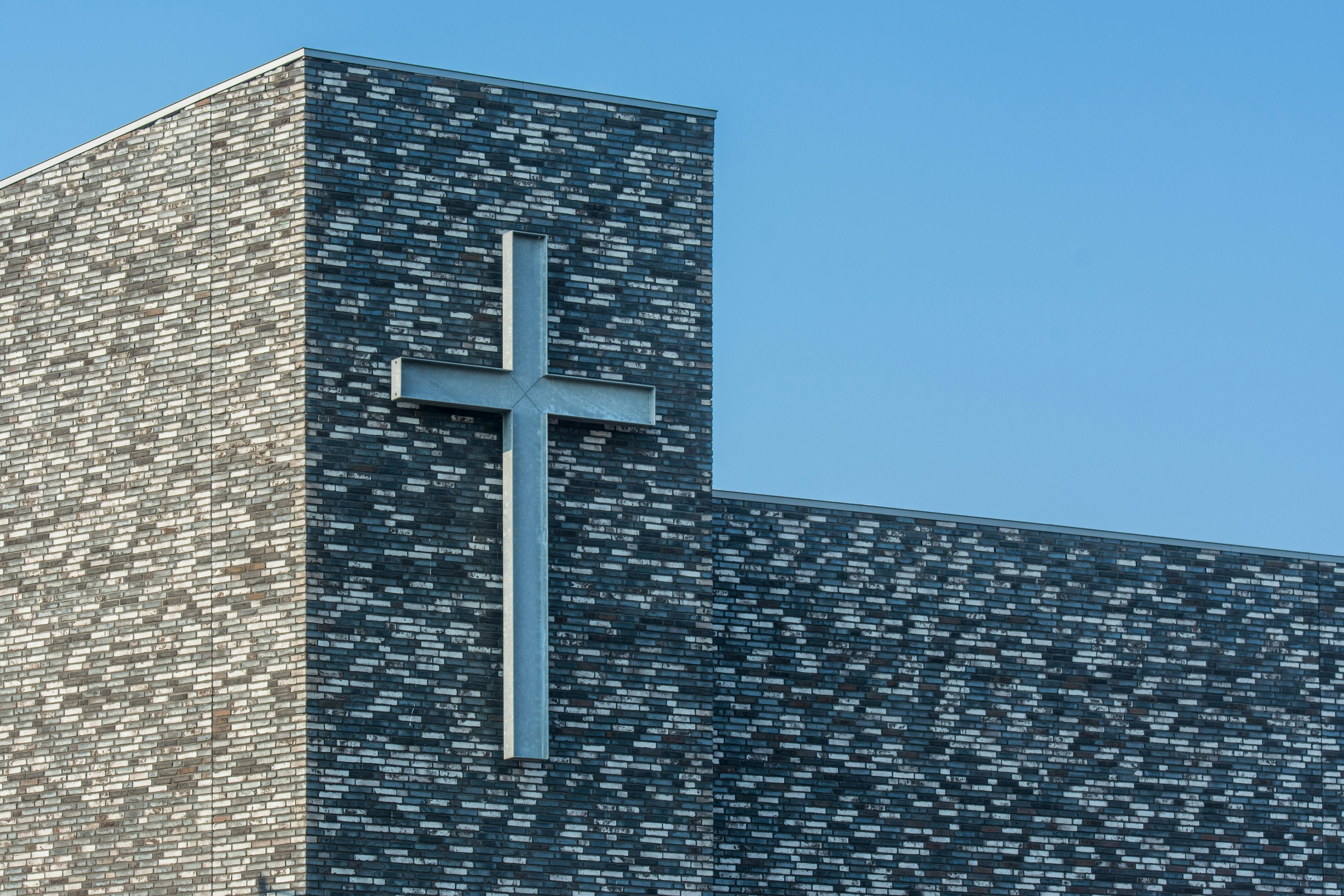 Cross on the Facade of the Oosterkerk Church in Zoetermeer Netherlands ...