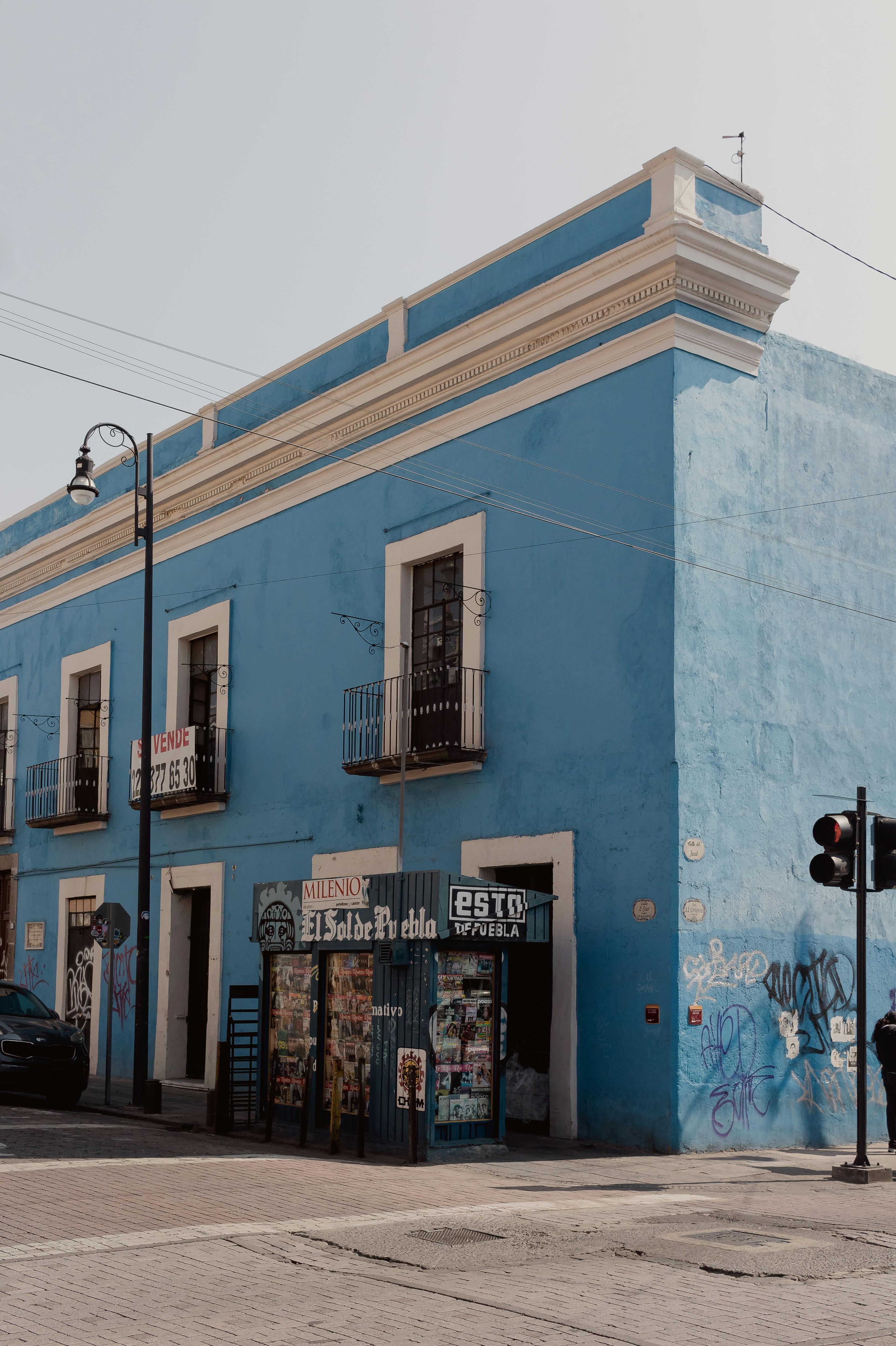 Blue Residential Building in Puebla · Free Stock Photo