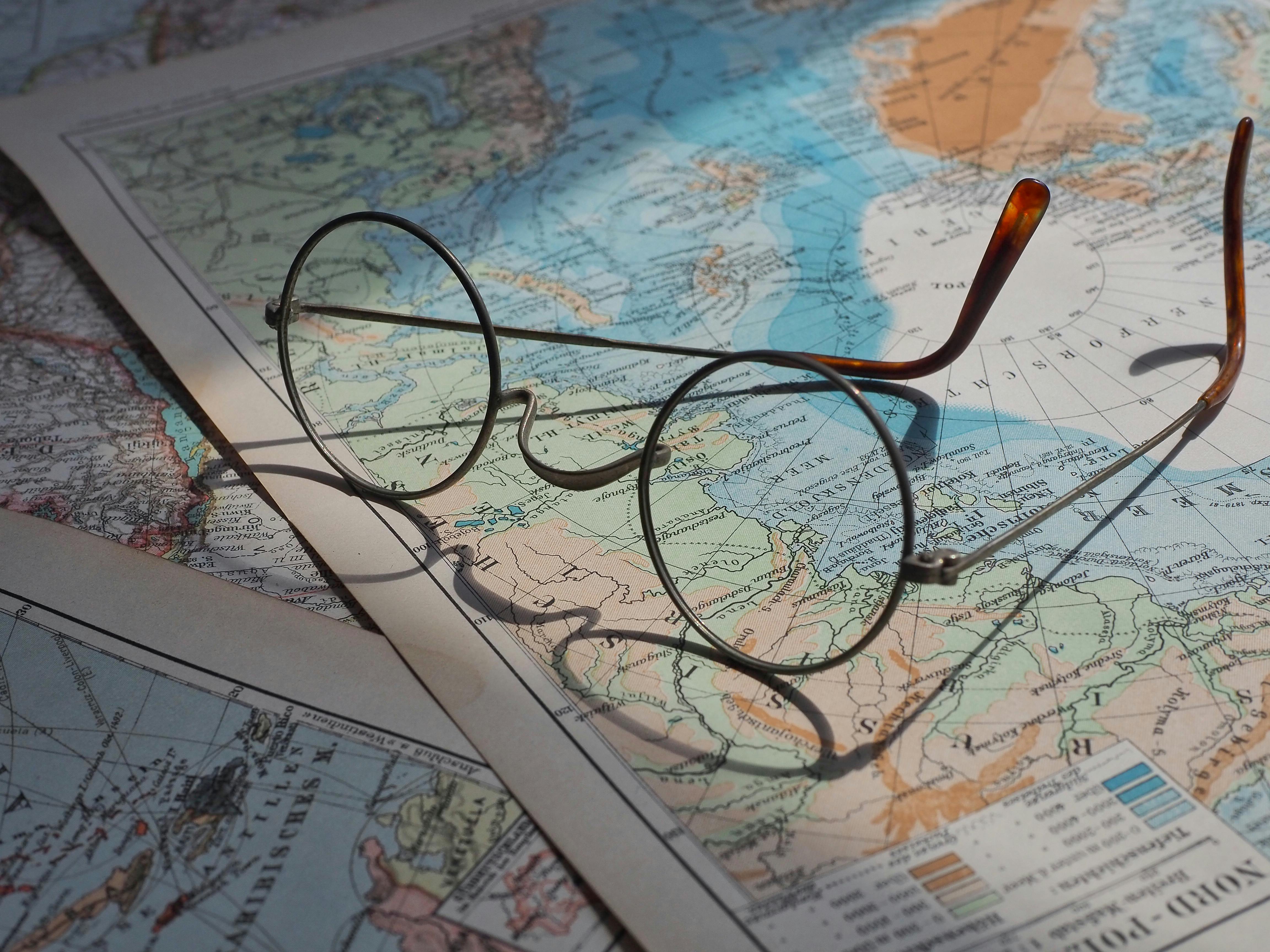Eyeglasses on Map · Free Stock Photo