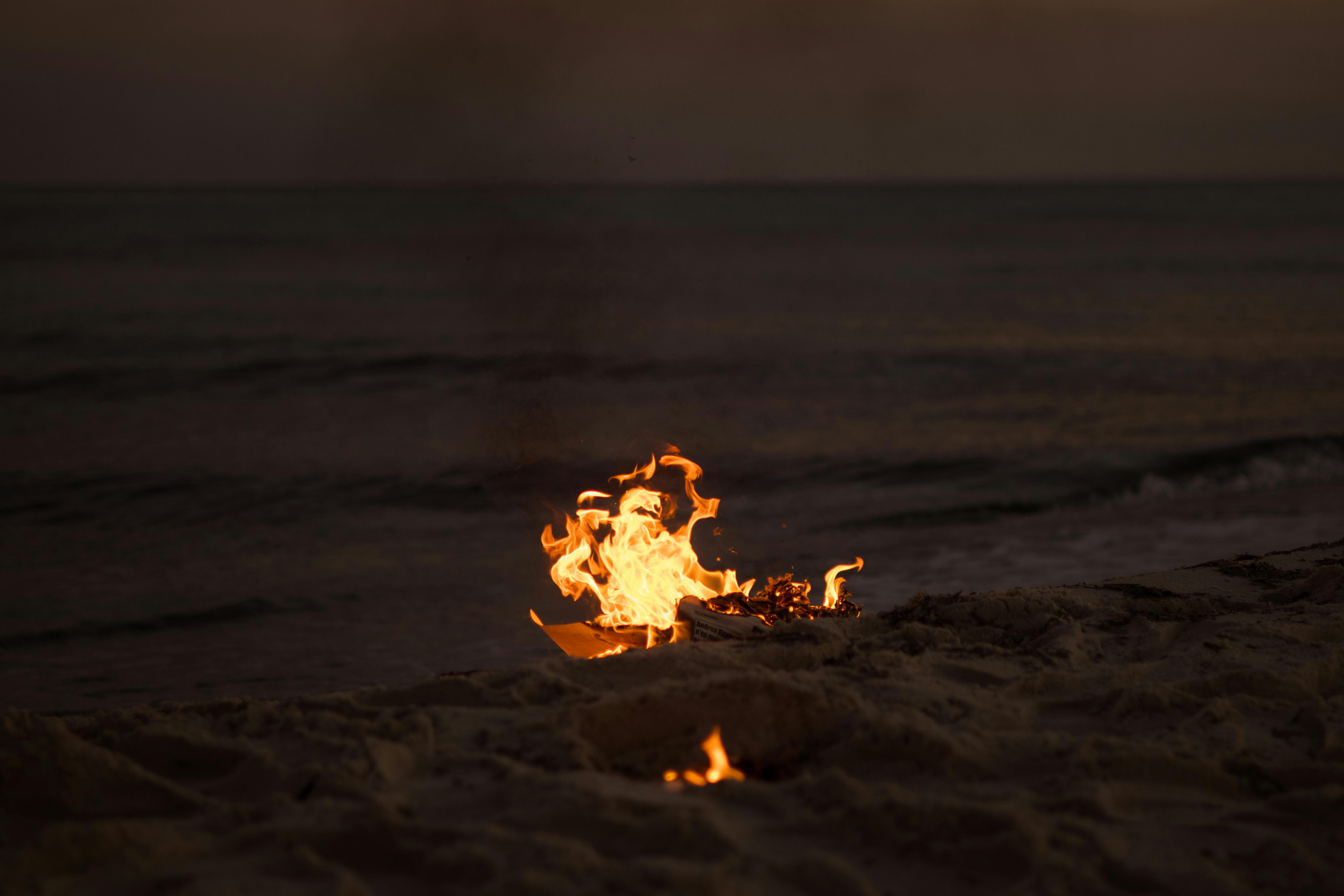 Fire on Sandy Beach · Free Stock Photo