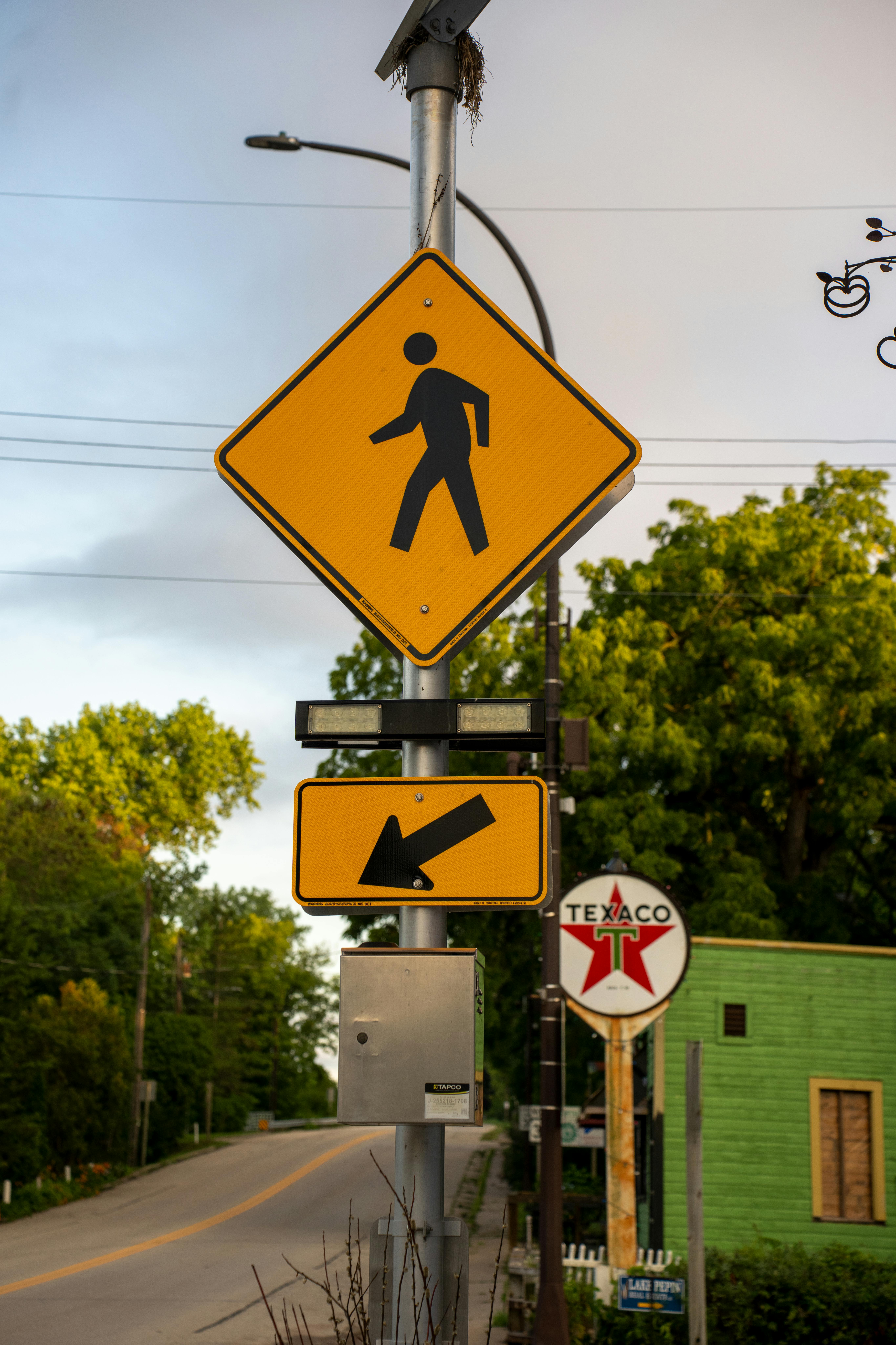 Warning Road Sign on Pole · Free Stock Photo