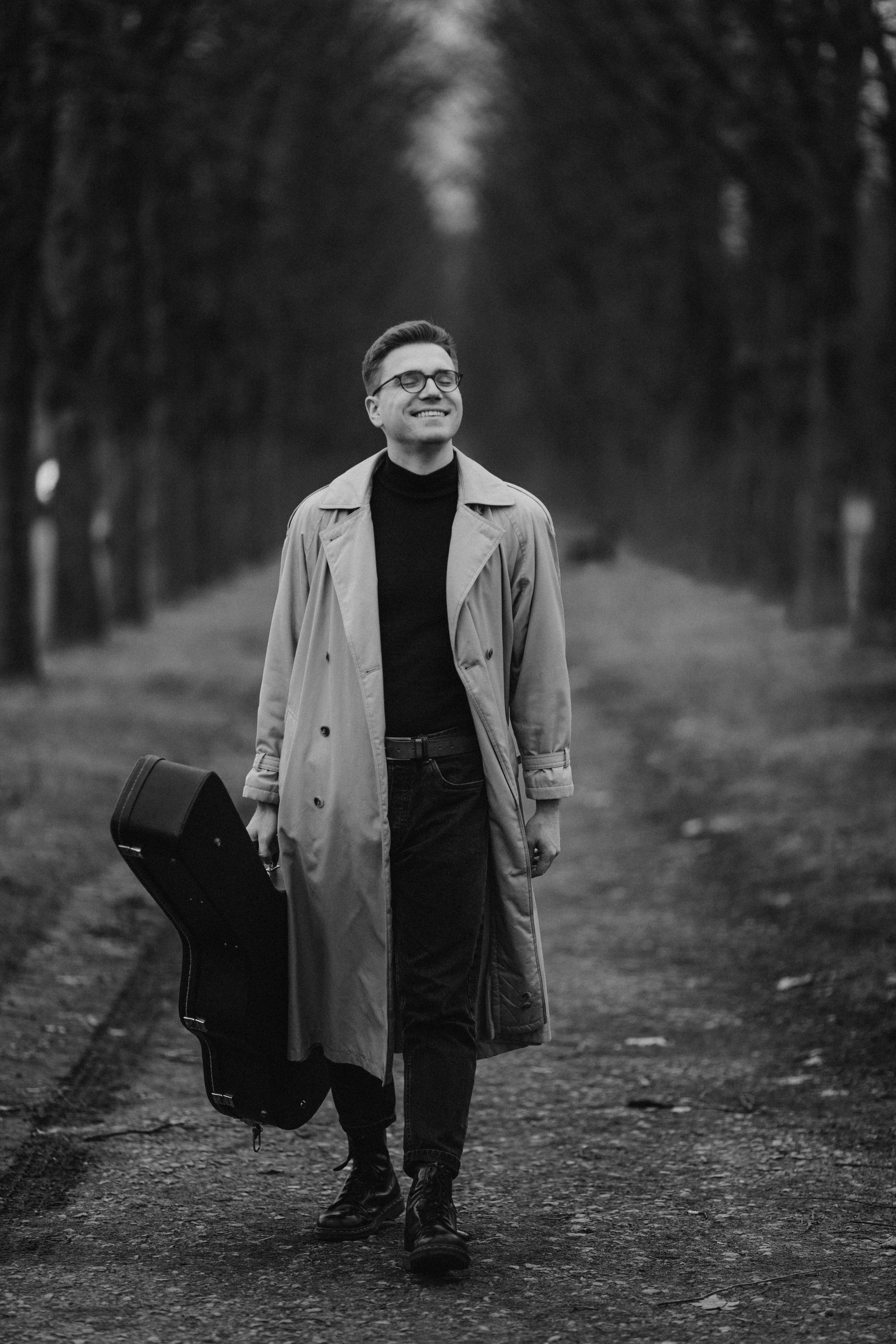 Man on a Path in a Park in Black and White · Free Stock Photo