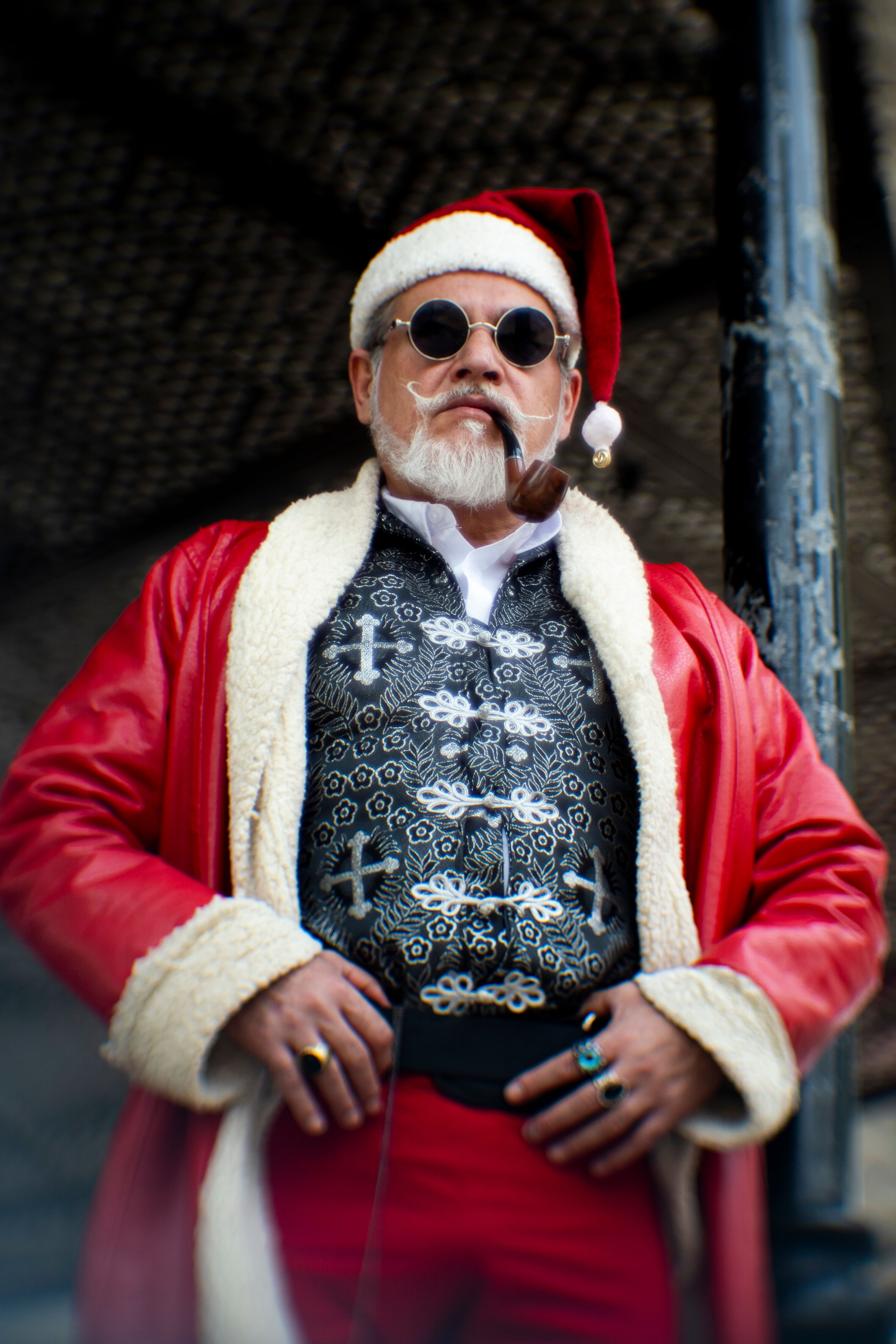 Cool Santa Claus with Red Hat and Smoke Pipe · Free Stock Photo