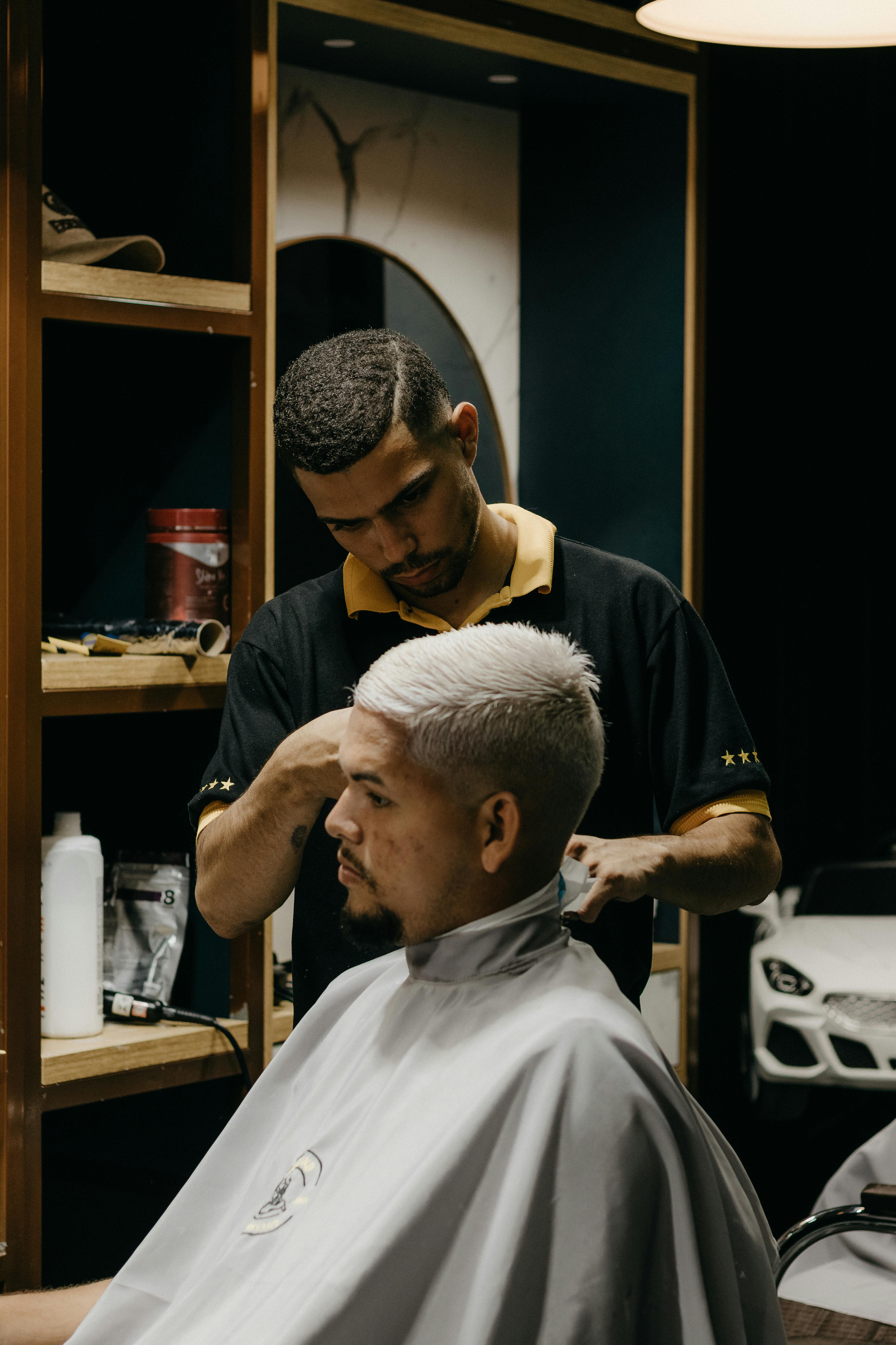 Barber and Customer in Barbershop · Free Stock Photo