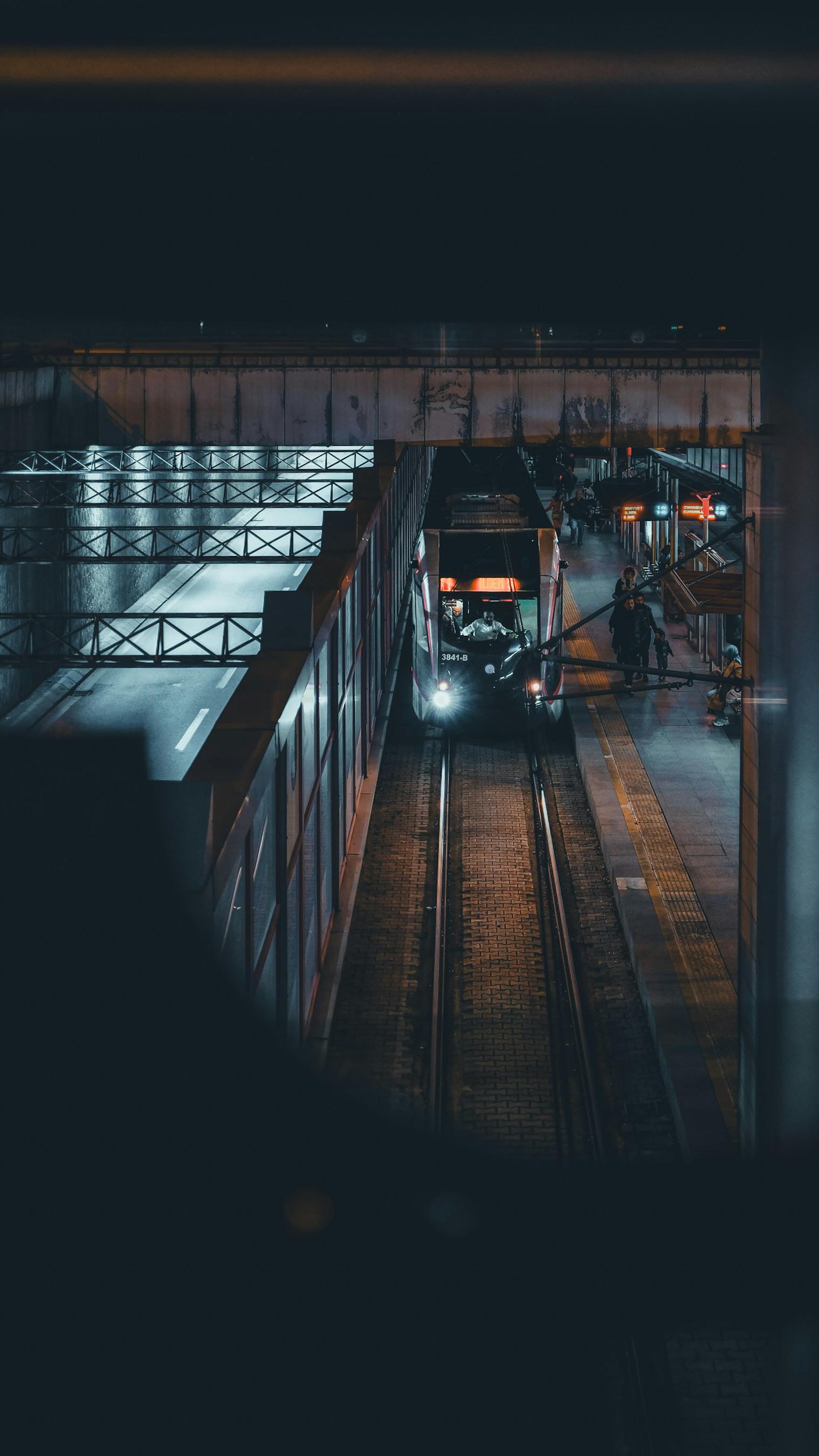 Train on Railways during Nighttime · Free Stock Photo