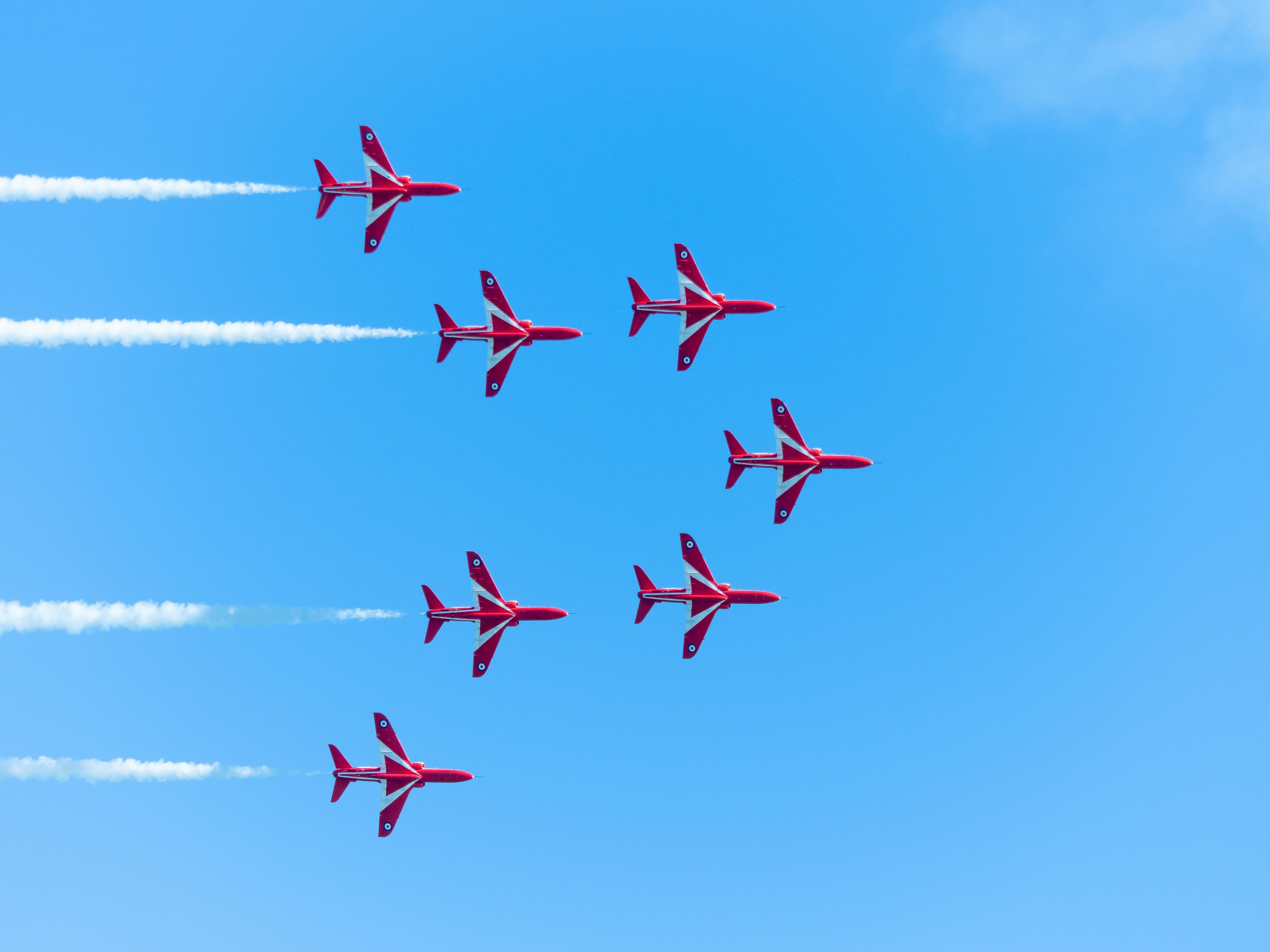 Red Arrows of RAF Flying on Sky · Free Stock Photo