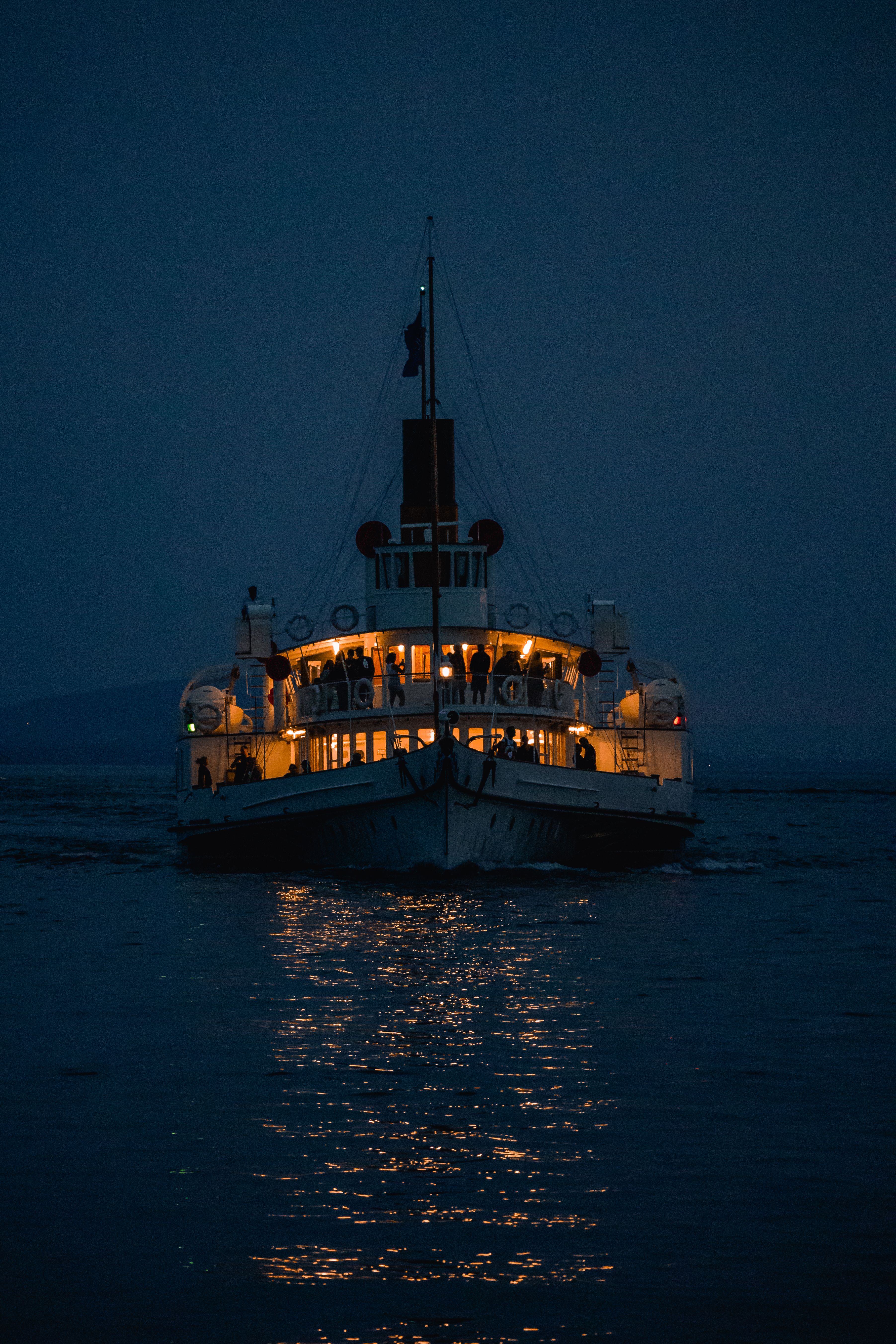 Illuminated Ship on a Sea · Free Stock Photo