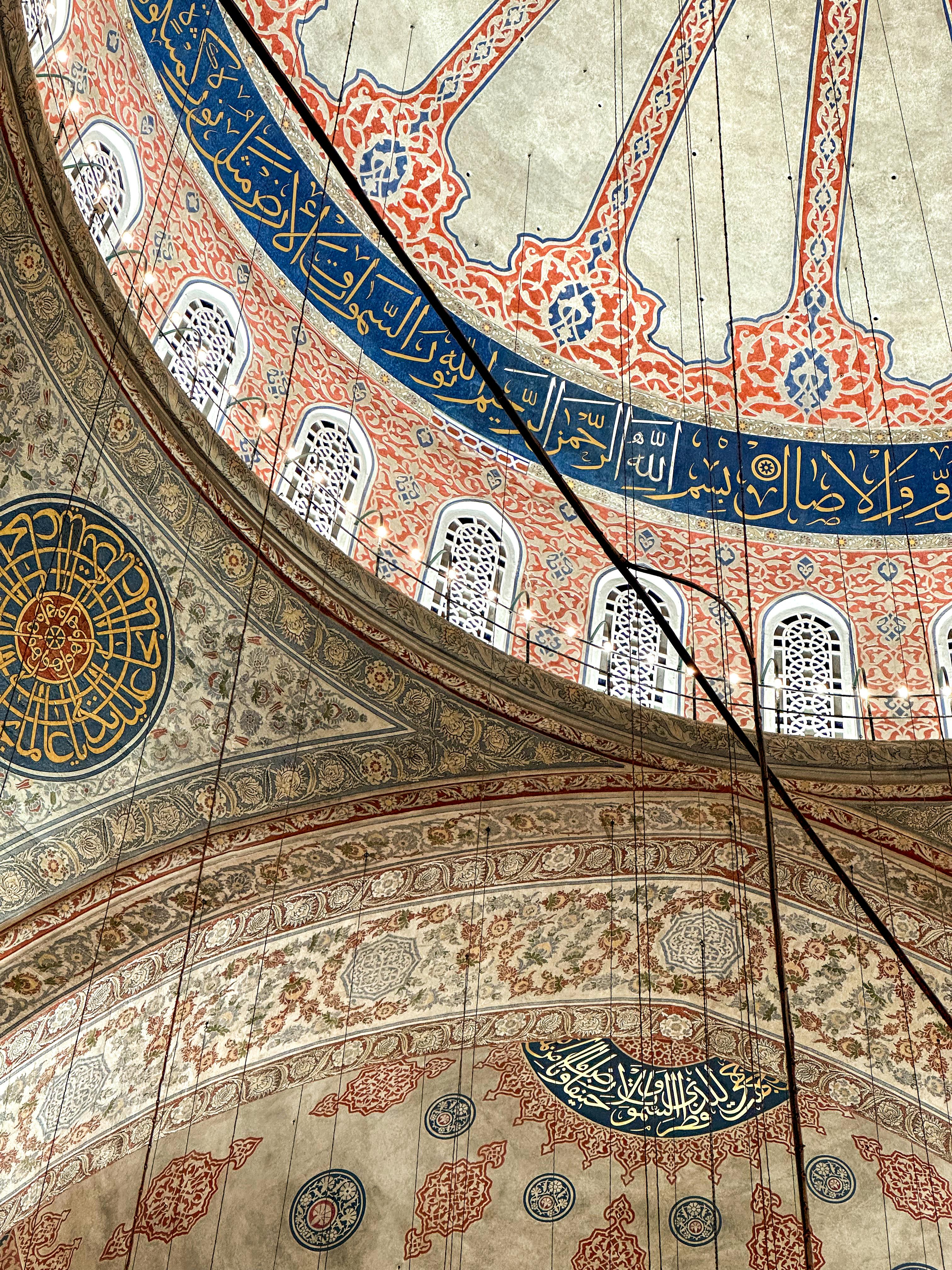 Ornate Ceilings of the Domes of the Blue Mosque, Istanbul, Turkey ...