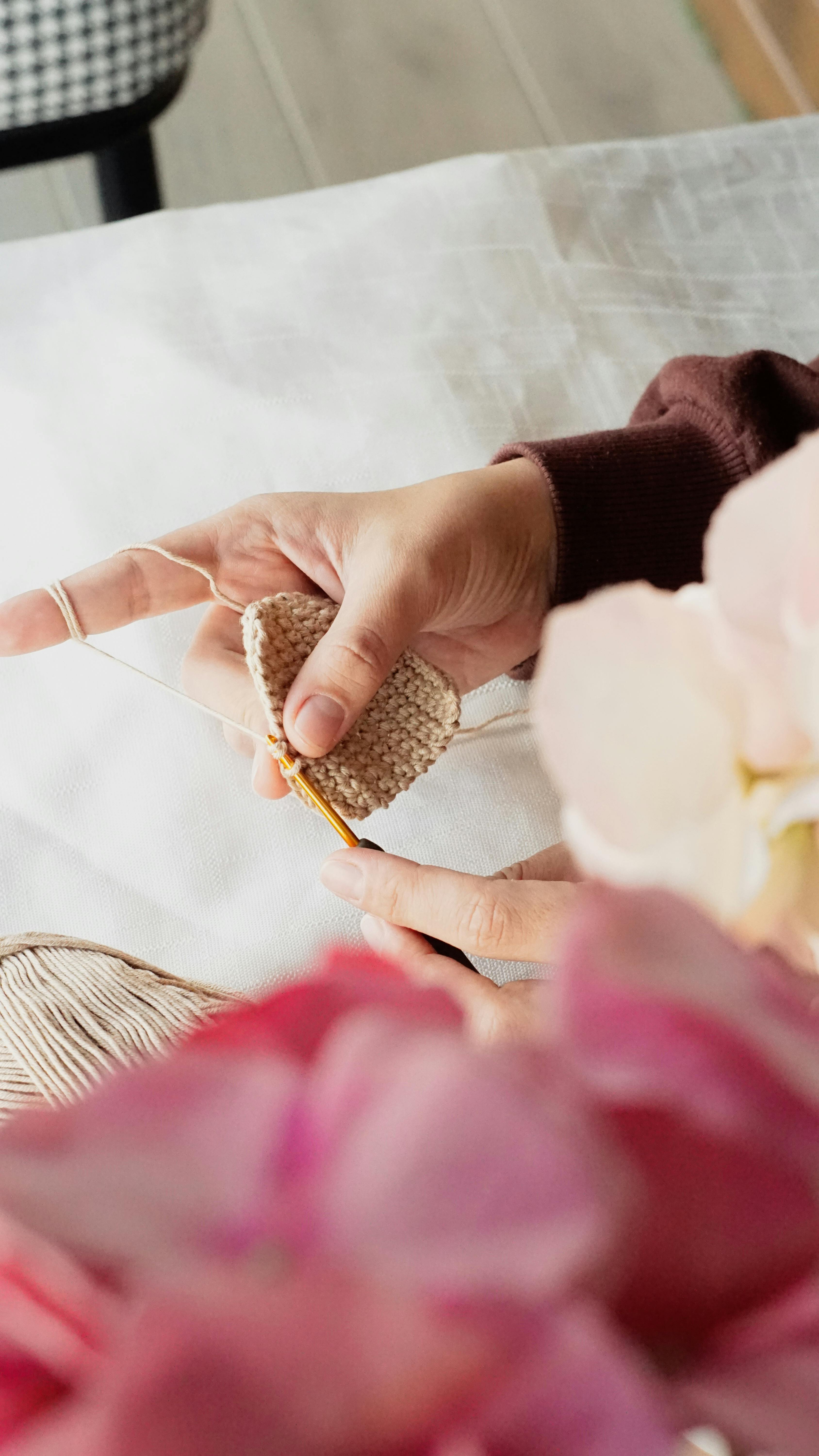 Person Holding Crochet Hook · Free Stock Photo