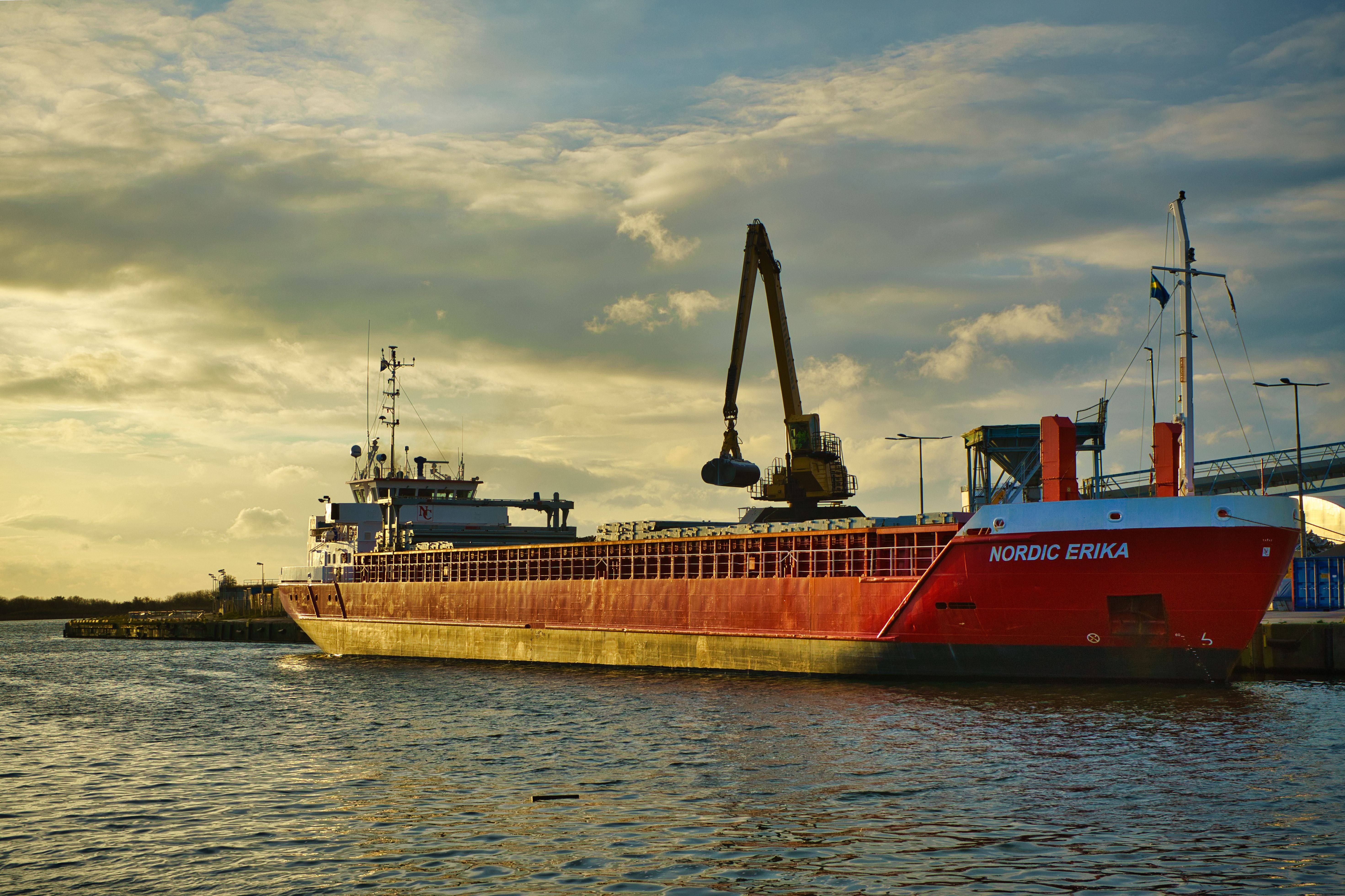 Cargo Ship in Harbor · Free Stock Photo