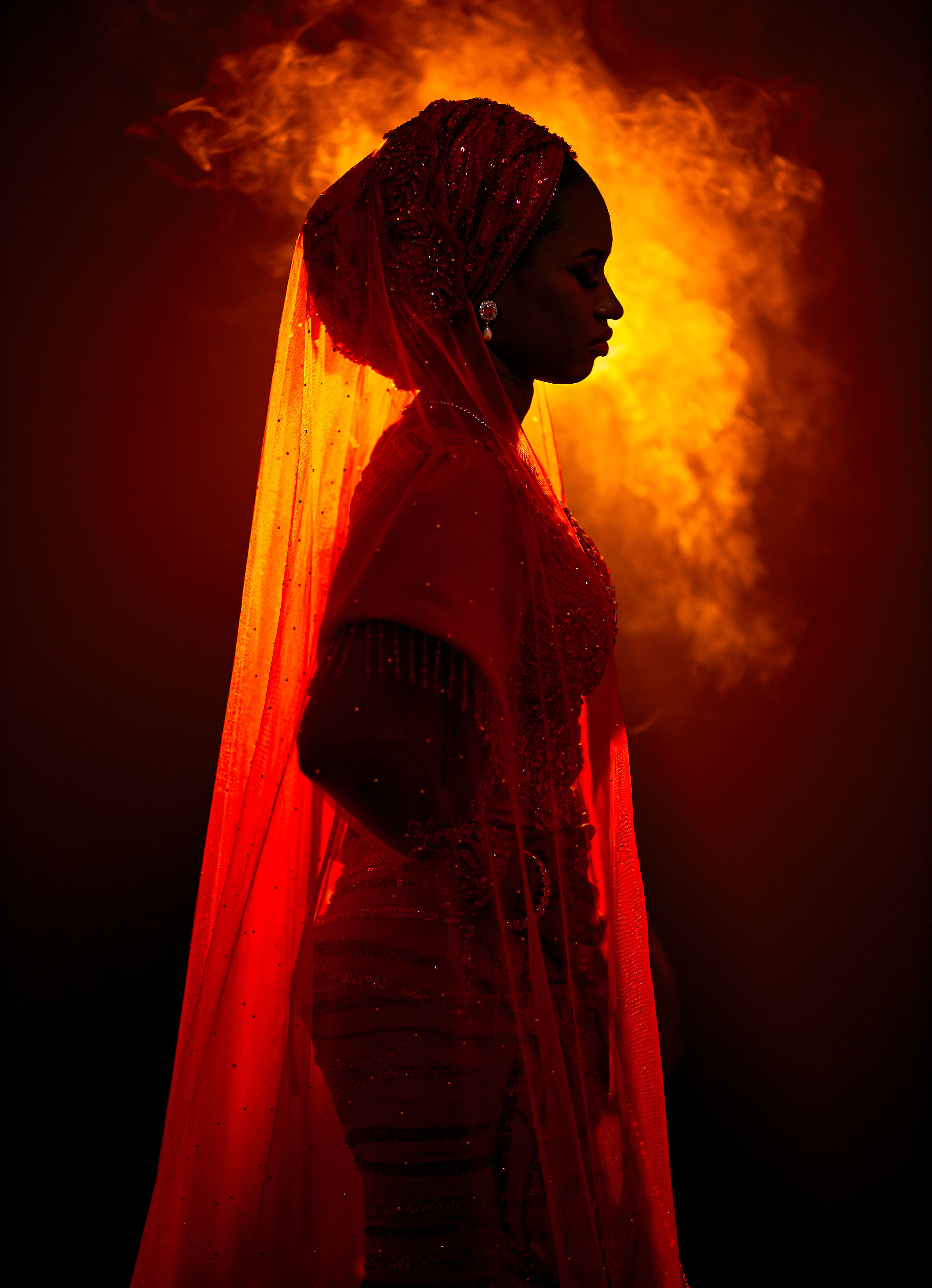 Smoke behind Woman in Traditional Clothing · Free Stock Photo