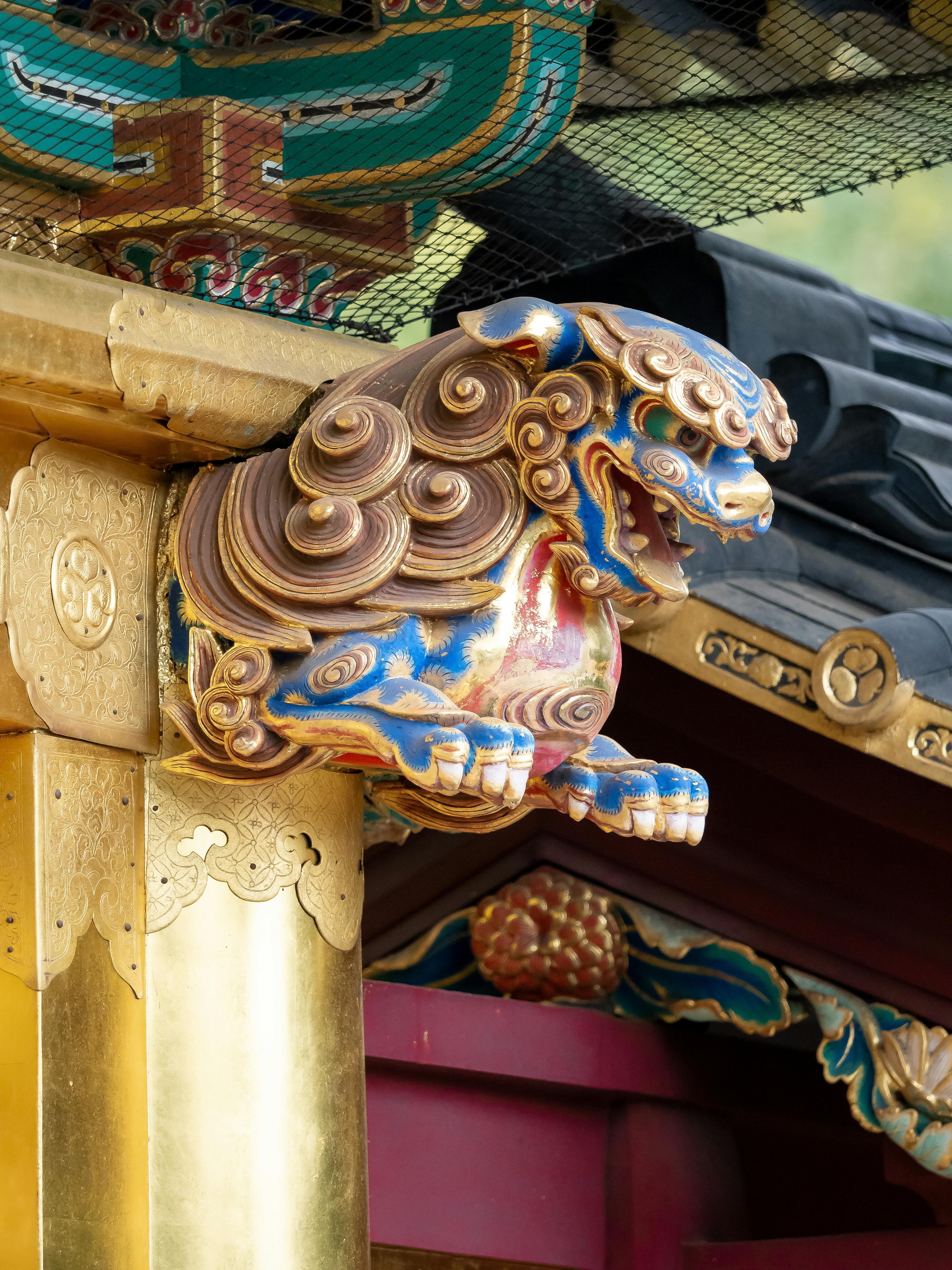 Close-up of a Carved Decoration of a Dragon Head in Toshogu Shrine ...