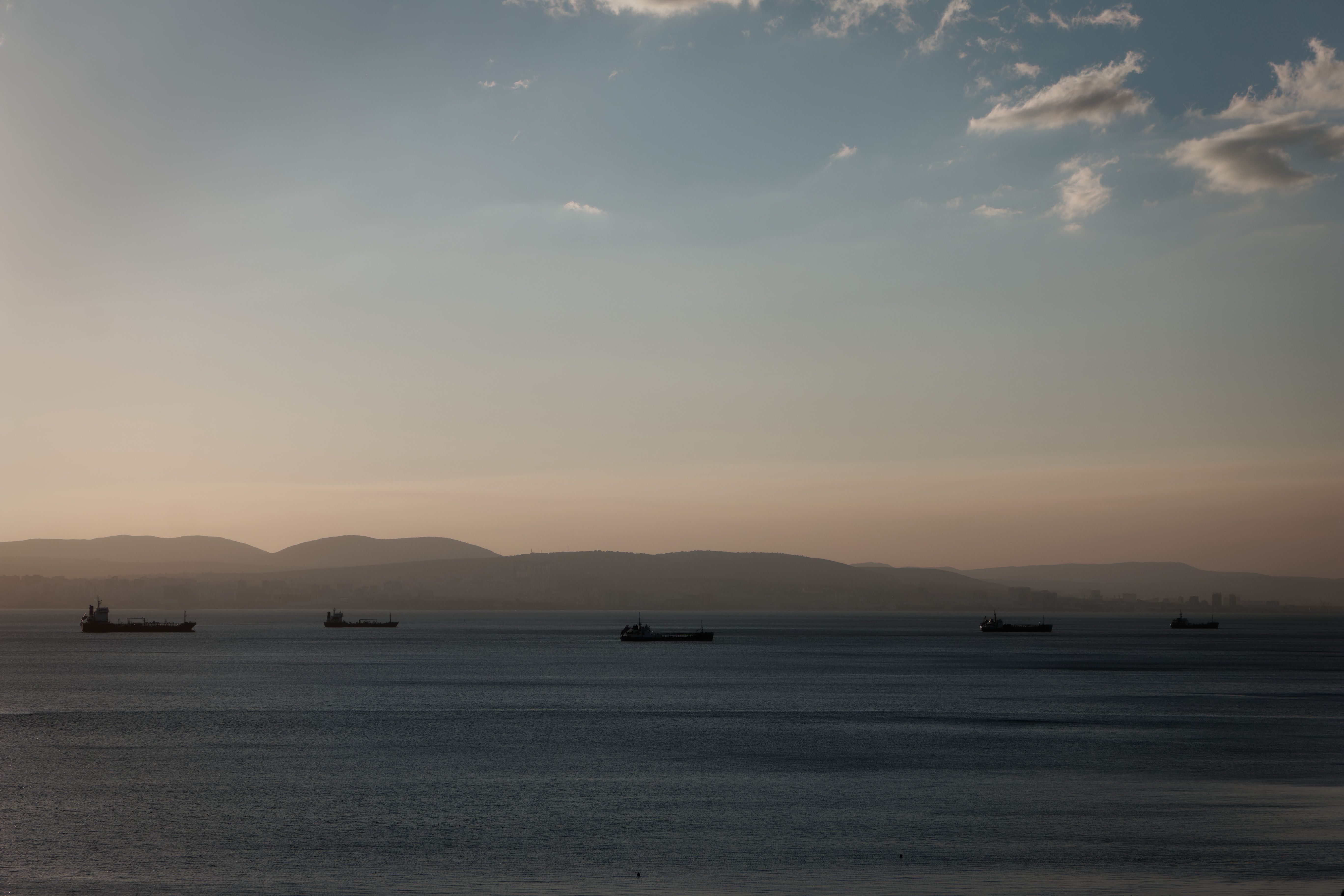 Gray Seascape with Ships · Free Stock Photo