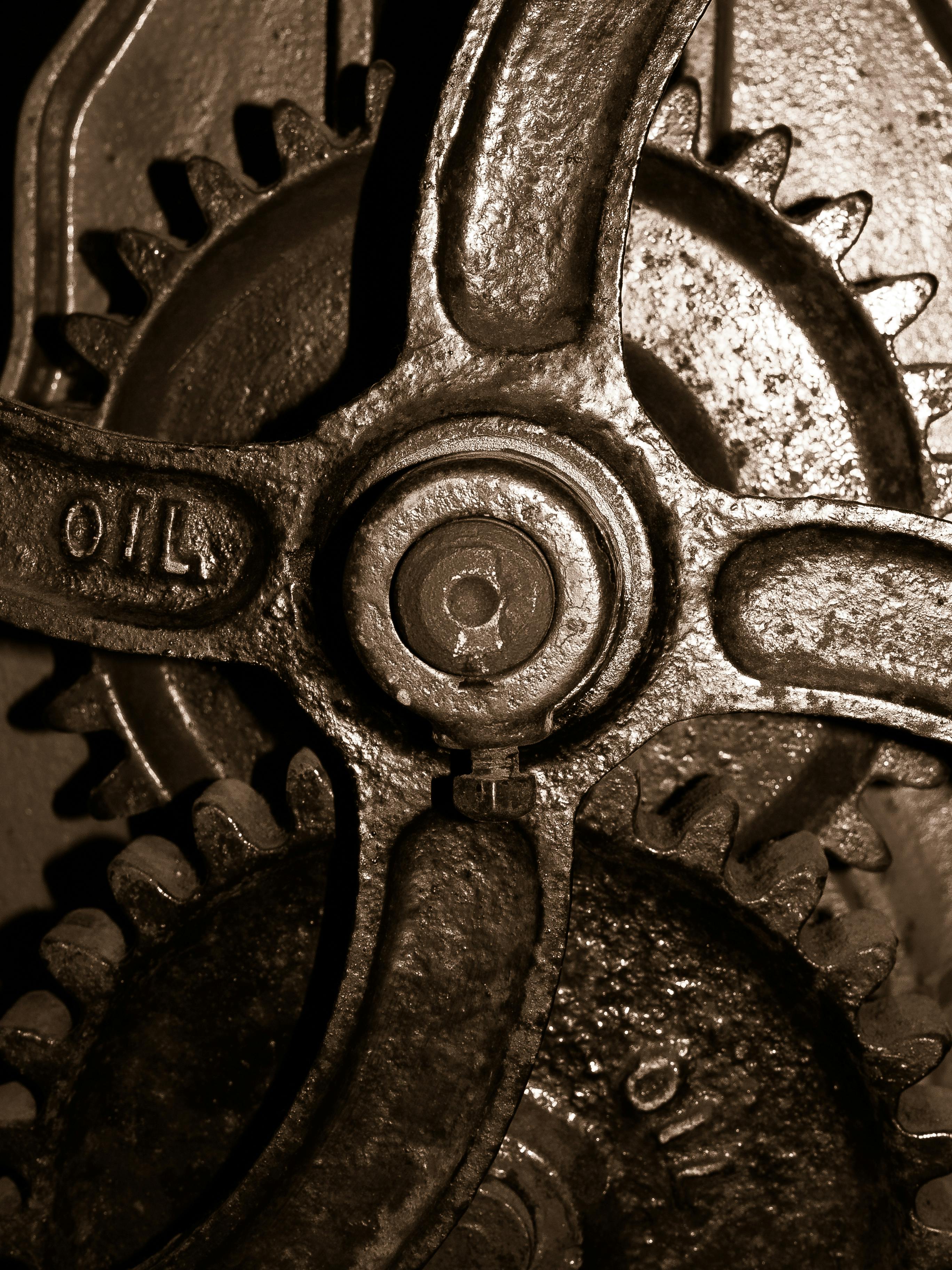 Vintage Machinery with Brass Cogs · Free Stock Photo