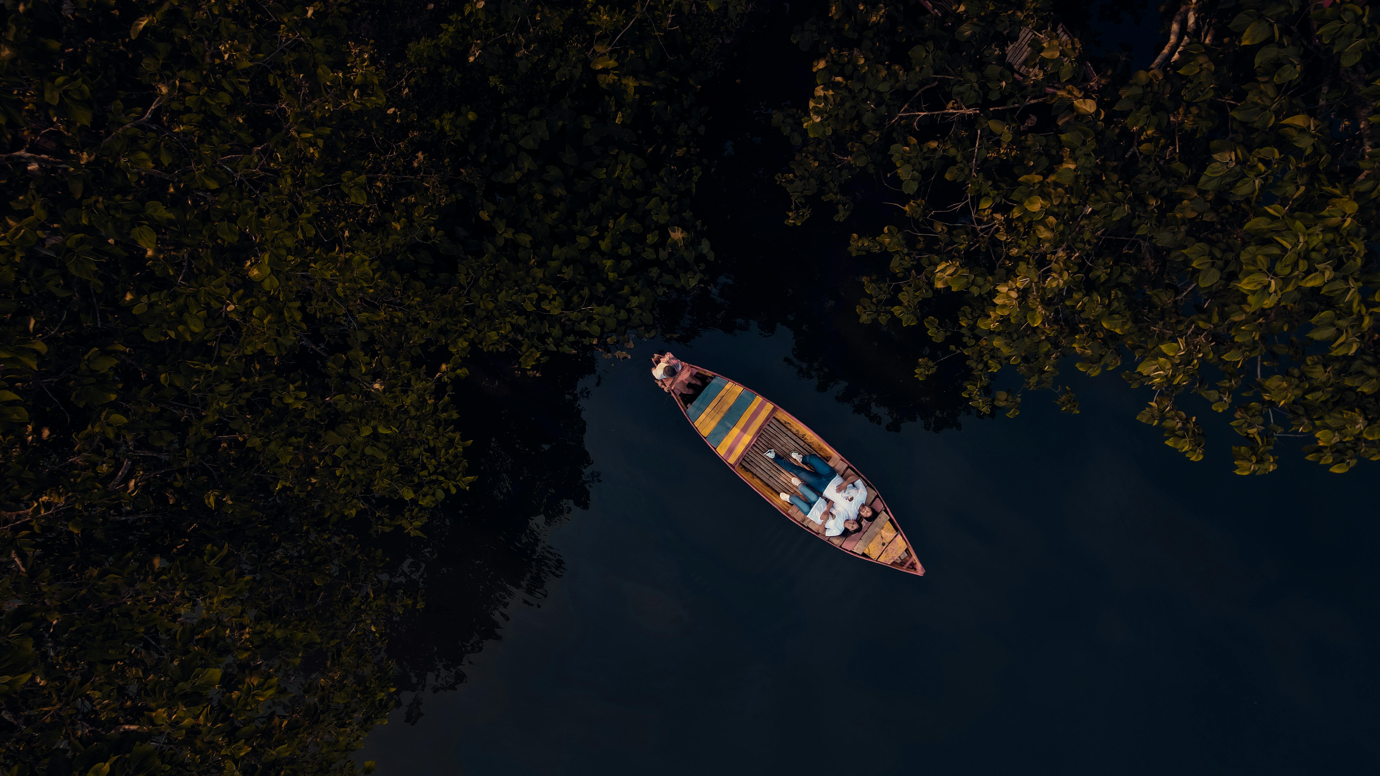 Person on Boat in Birds Eye View · Free Stock Photo